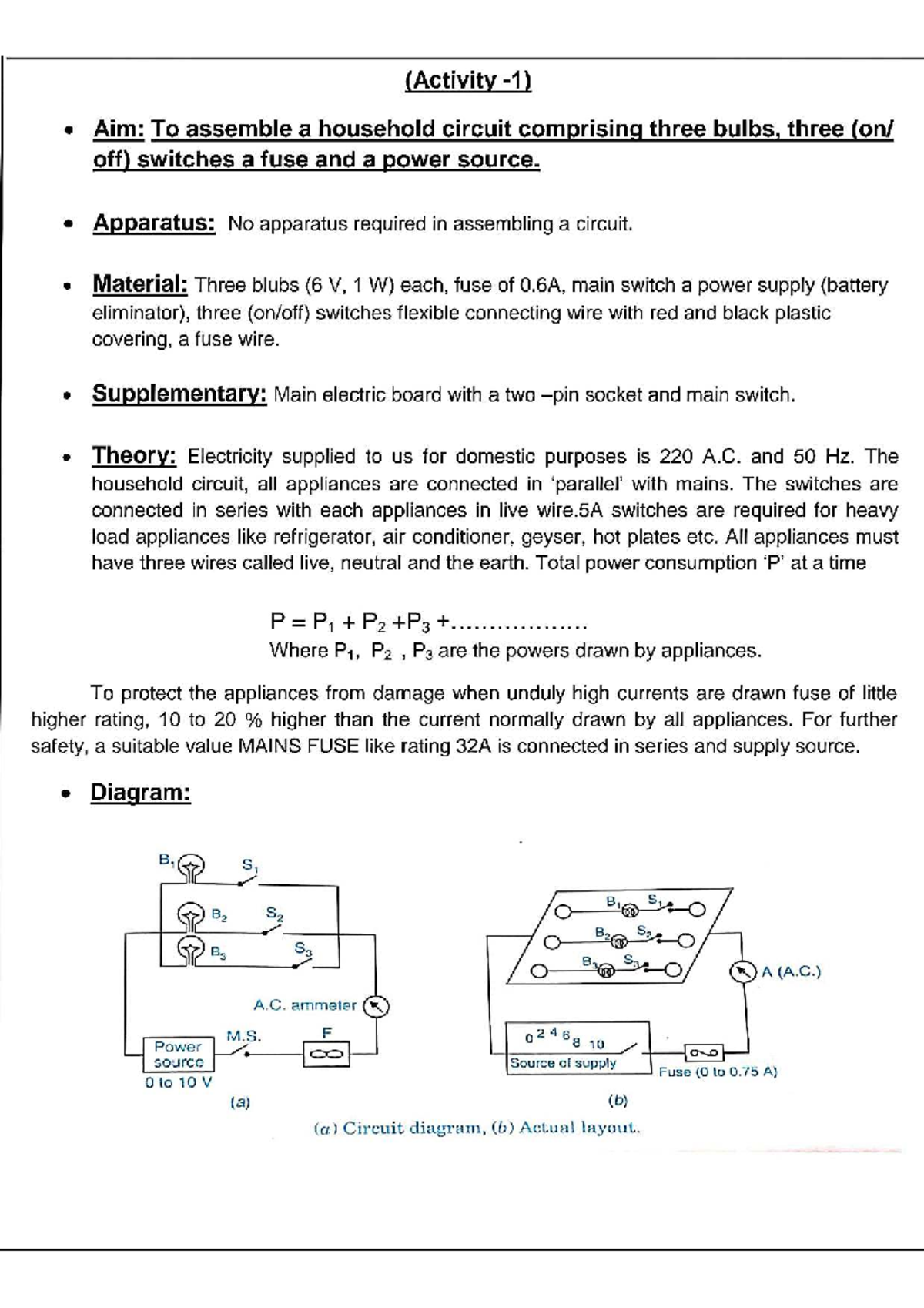 XII Activities 2024-2025: Circuit Assembly & Optical Experiments - Studocu