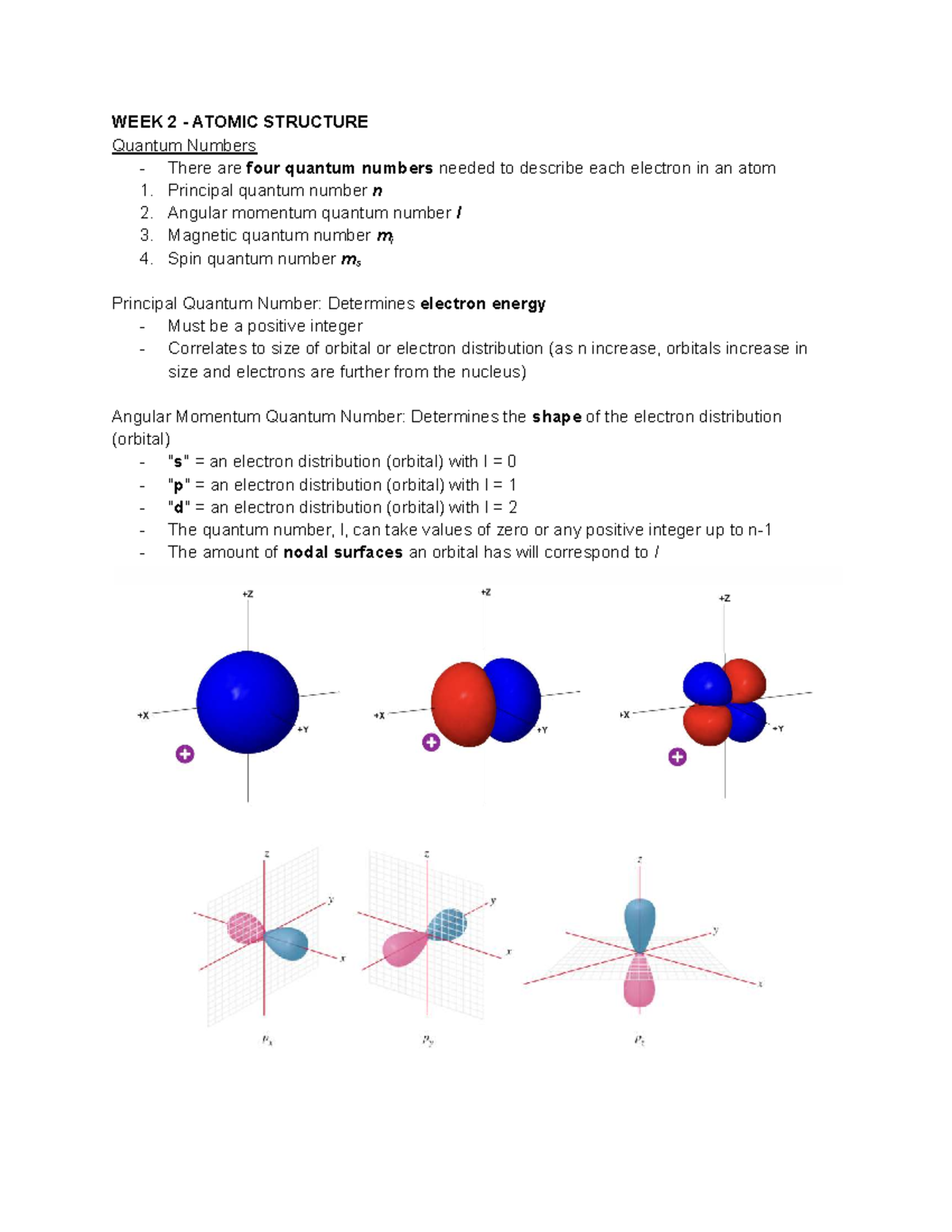 CHEM 1011 Week 2 & 3 Notes: Atomic Structure & Chemical Bonding - Studocu