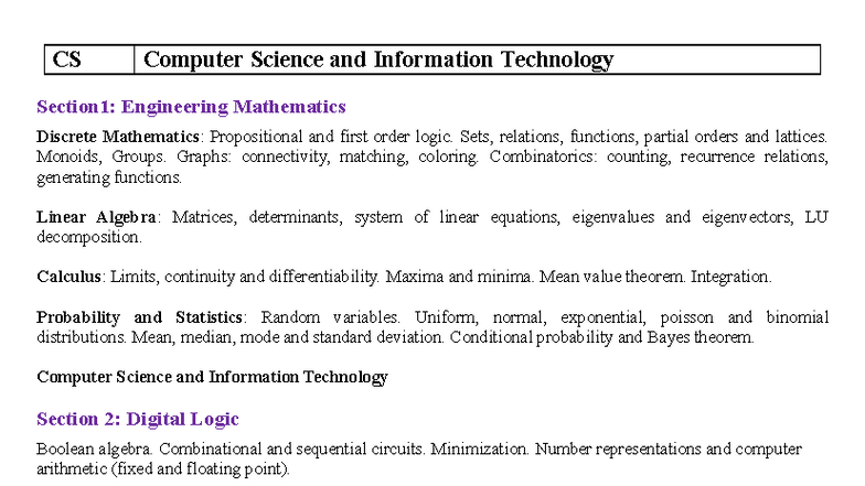 CS Syllabus: Comprehensive Overview of Computer Science Topics - Studocu
