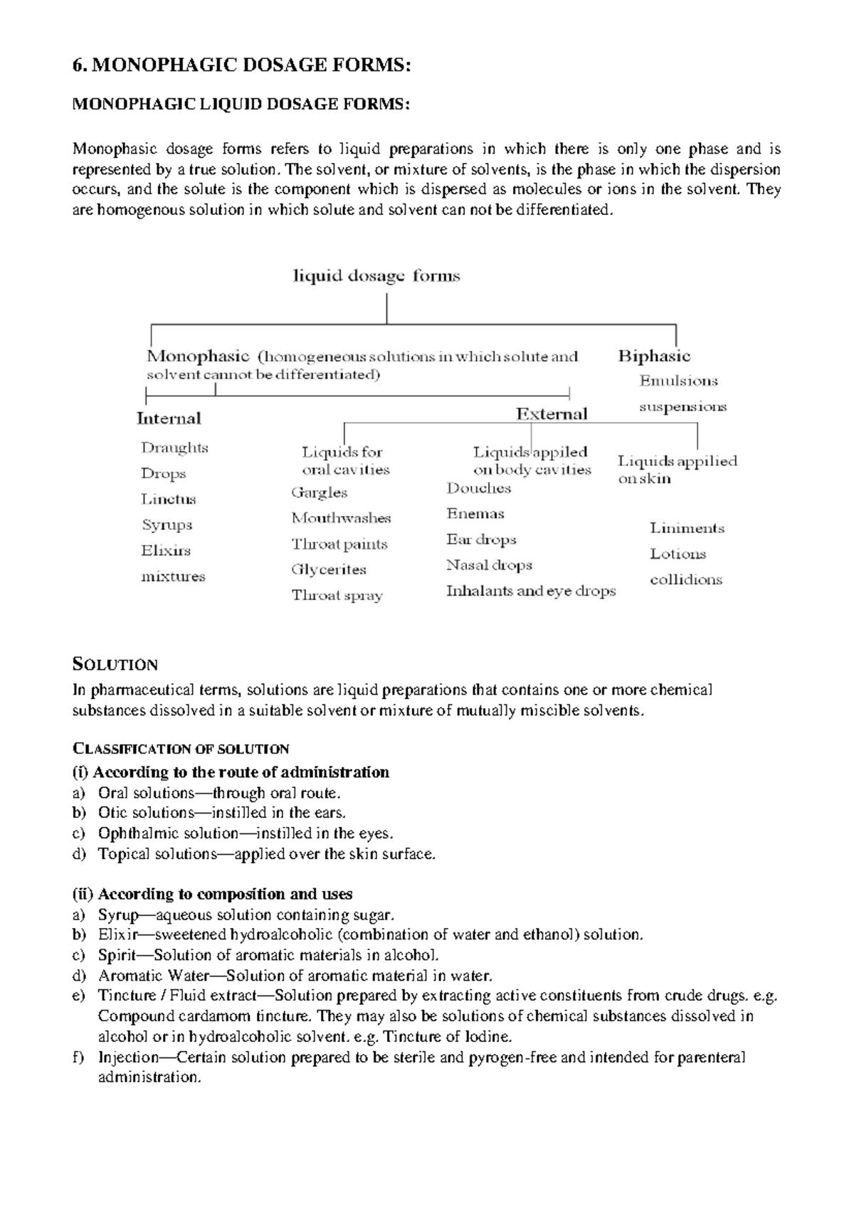 Monophasic Liquid Dosage Forms - Pharmaceutics Study Notes - Studocu