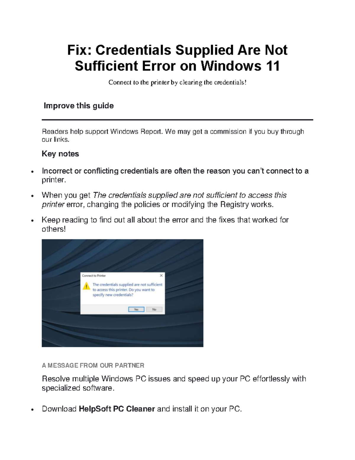 Fixing "Credentials Supplied Are Not Sufficient" Error on Win 11 - Studocu