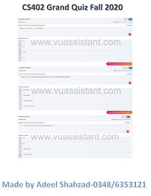 CS402 Quiz-2 File By Vu Topper RM - CS-402 Important Mcq’s For Mid Term !! Solve By Vu-Topper RM ...