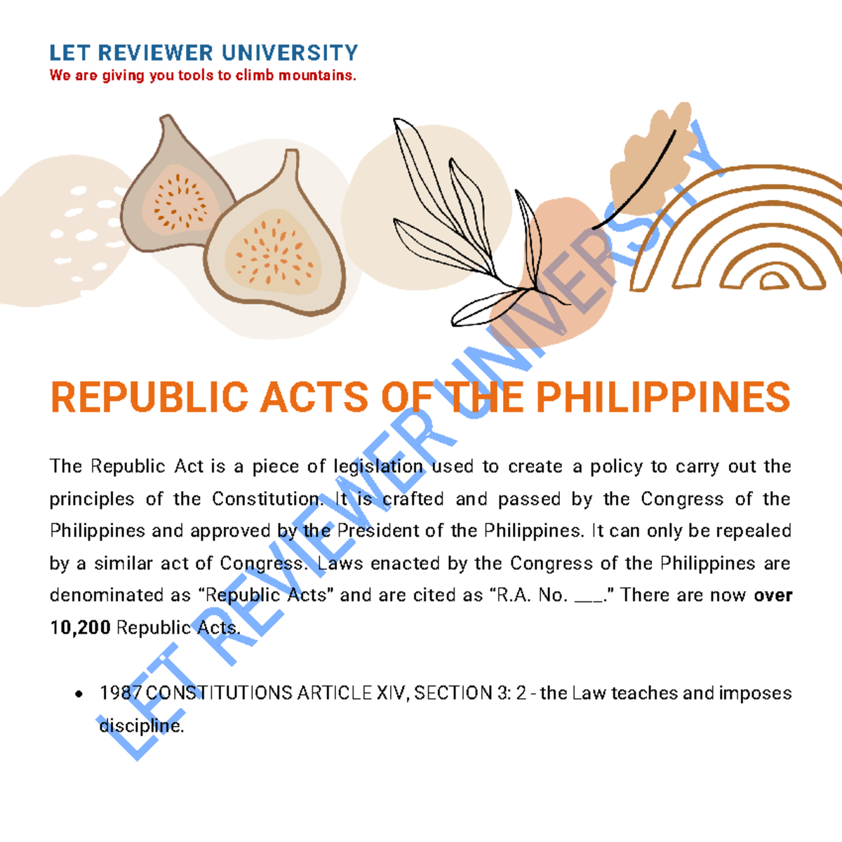 Comprehensive Guide to Republic Acts of the Philippines - Studocu