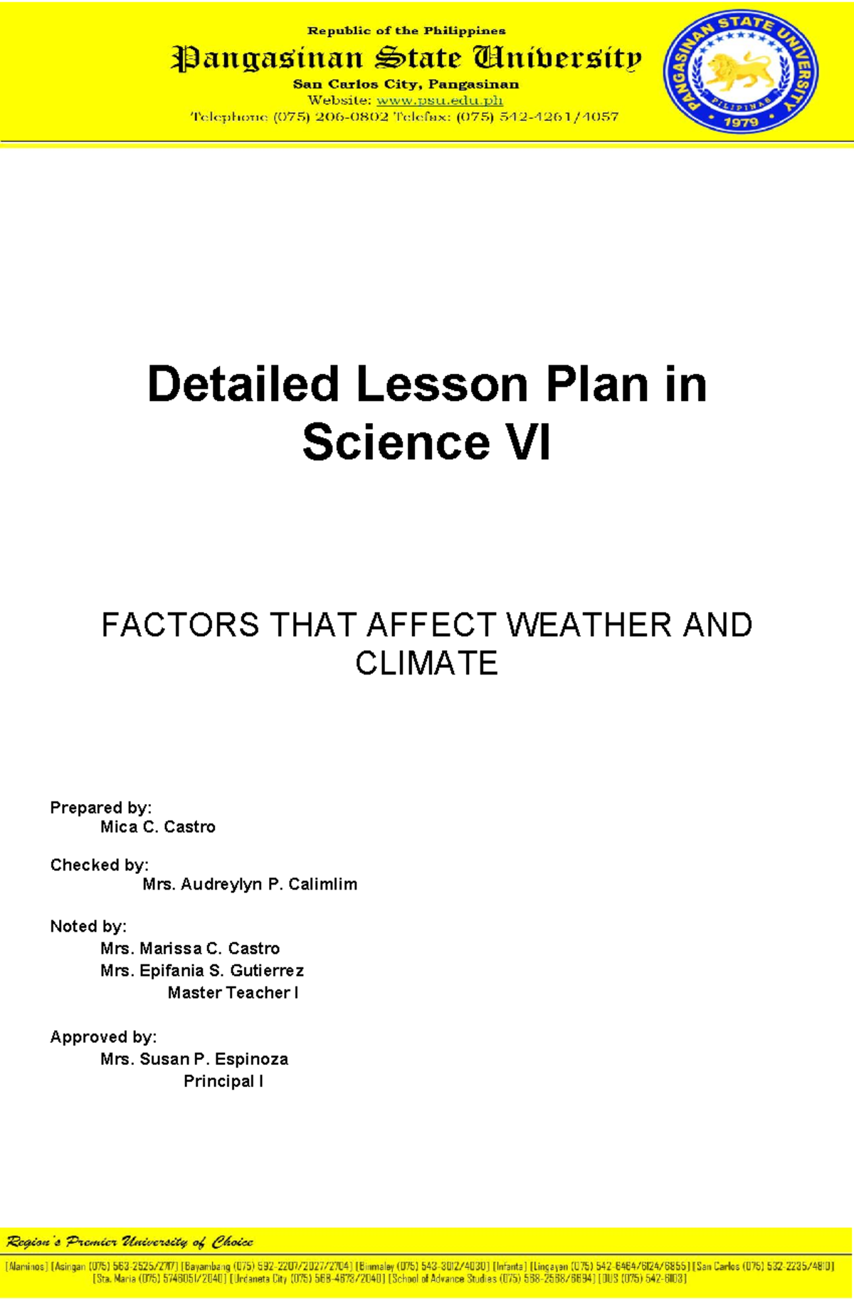 DLP Science VI: Factors Affecting Weather & Climate by Mica C. Castro ...