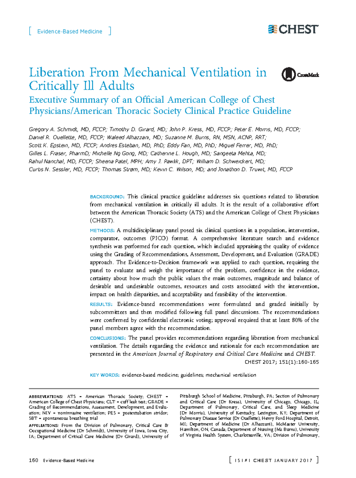 Guia Chest weaning - consolidacion - Liberation From Mechanical ...