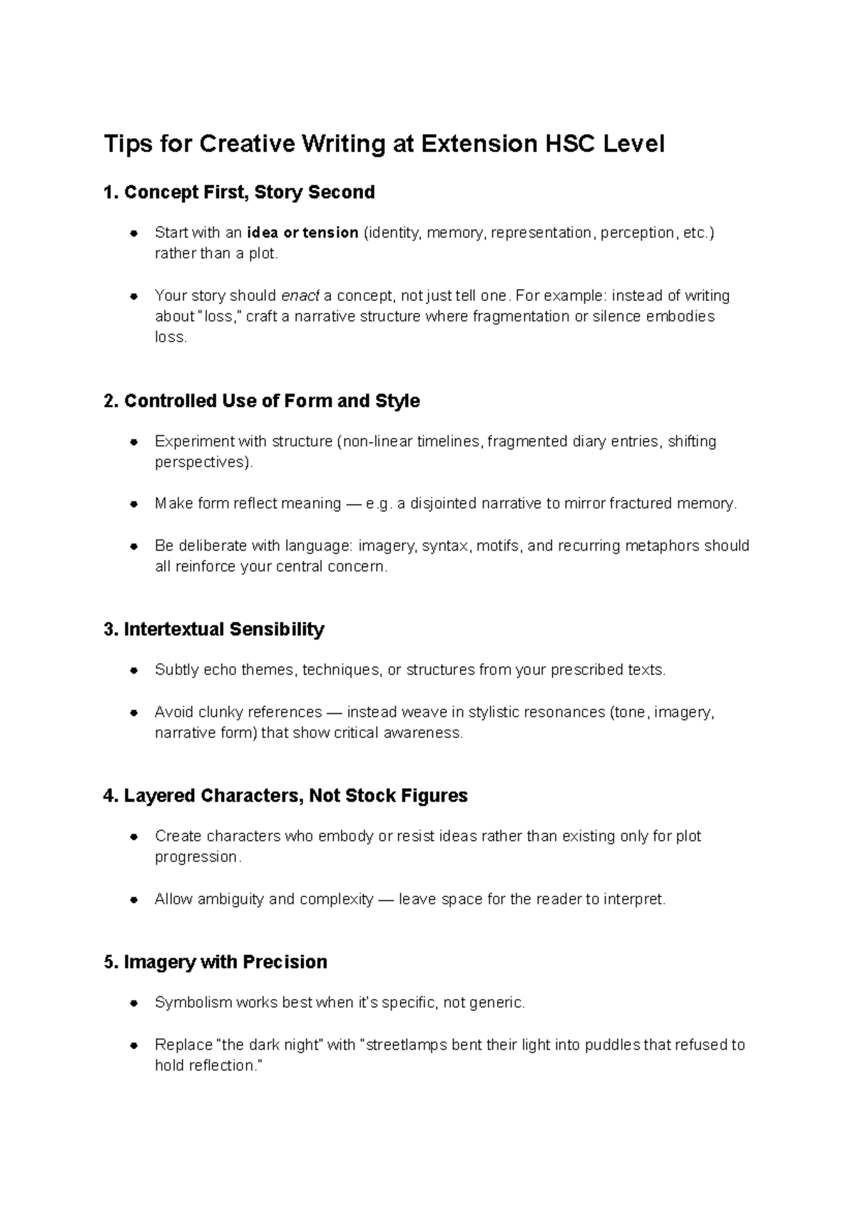 Creative Writing Tips for Extension HSC Level 1: Concepts & Techniques ...
