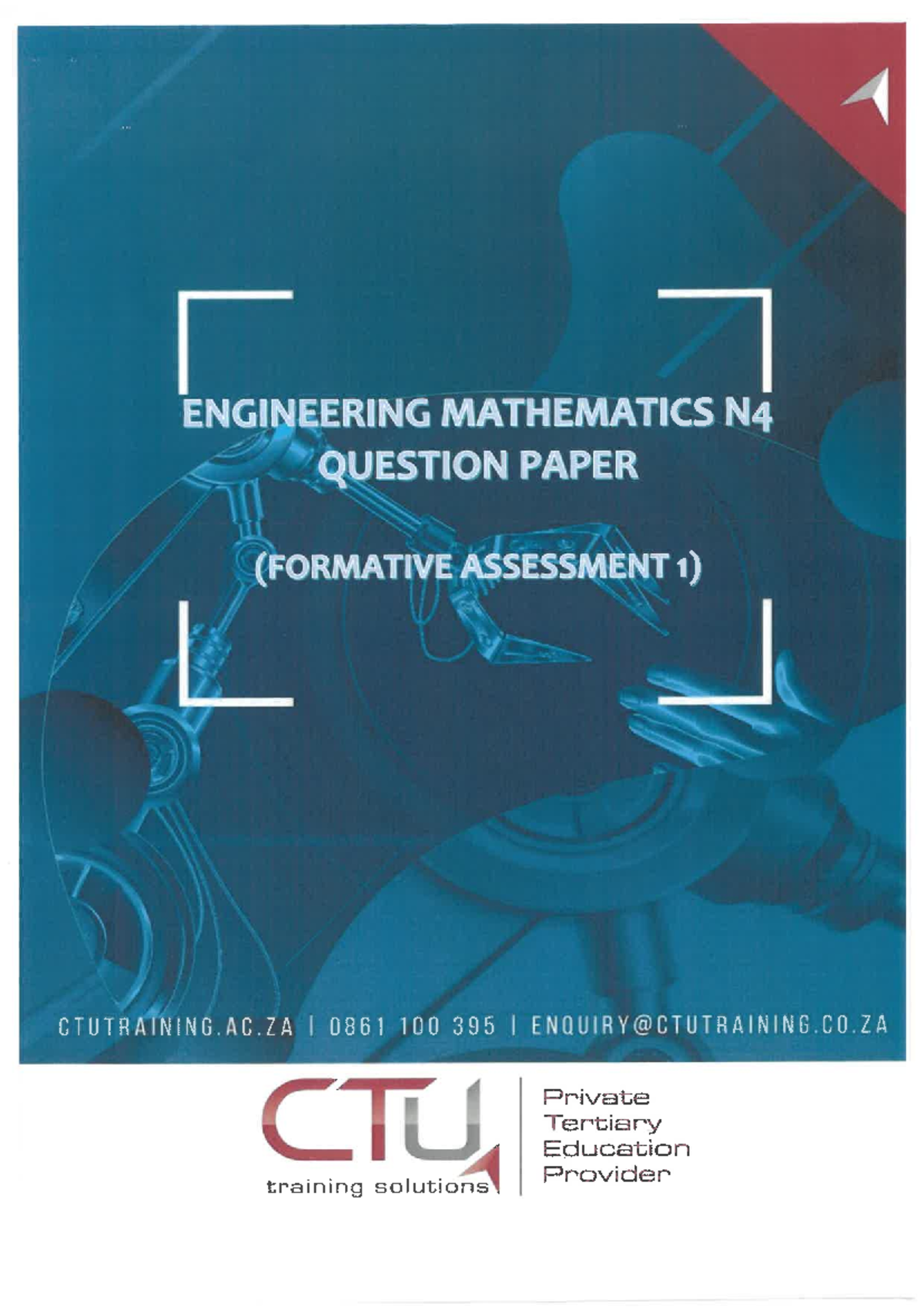 EMG411 Mathematics N4 Formative Assessment 1 Question Paper - Studocu