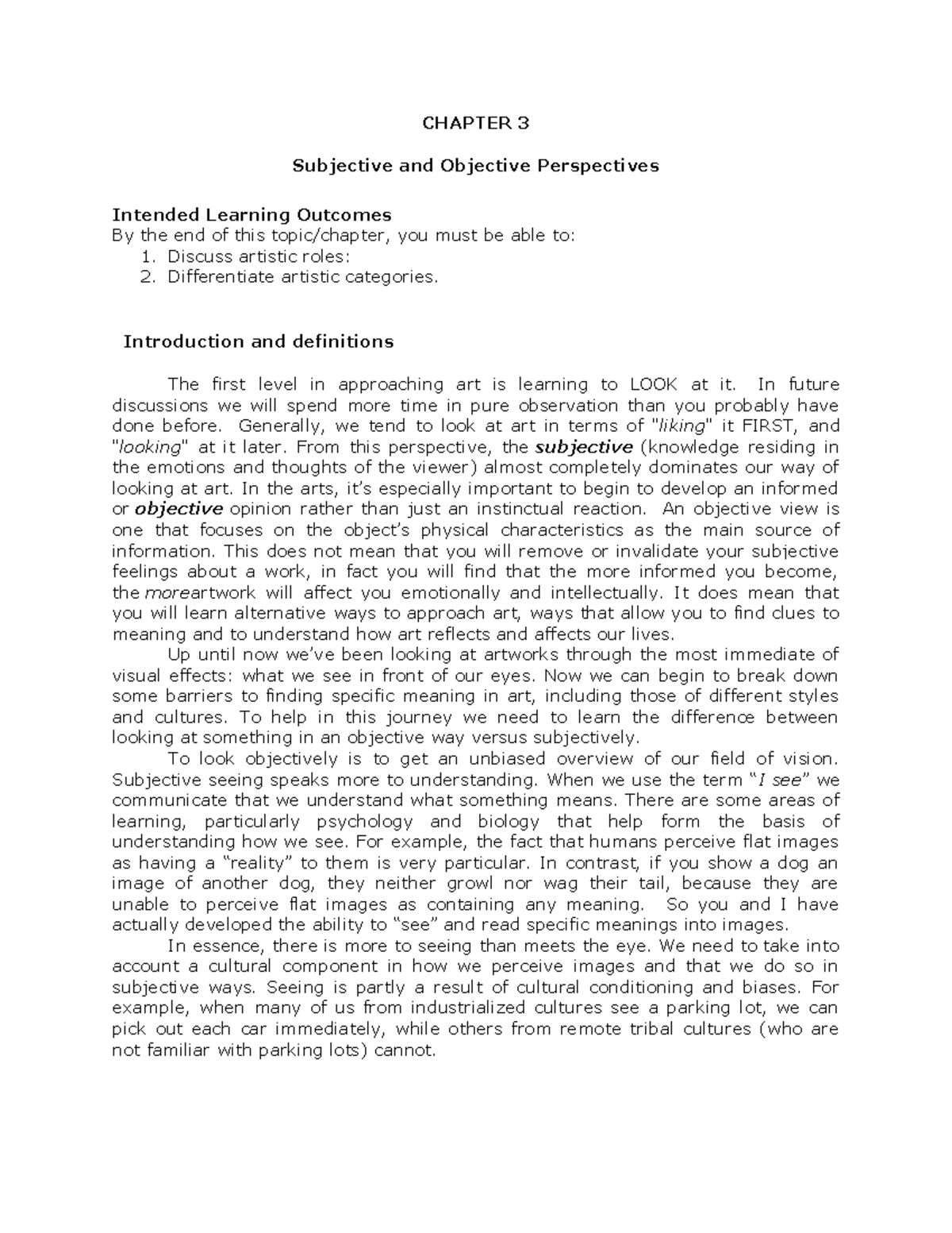 Art 3 appreciated - CHAPTER 3 Subjective and Objective Perspectives ...