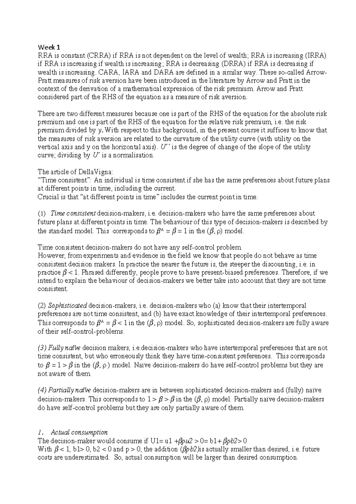 Microeconomics Tutorial Exercises Before Midterm Exam (ECON101 ...