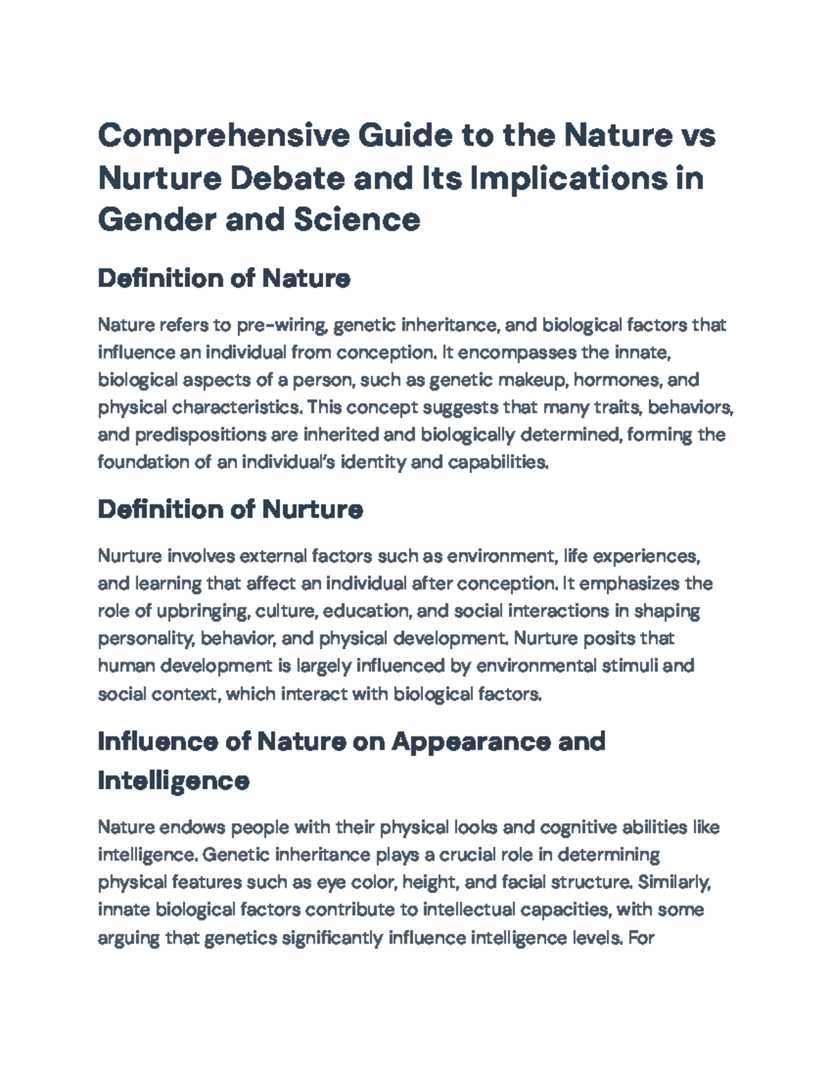 Nature vs. Nurture: Gender Studies & Science Implications (GS 101 ...