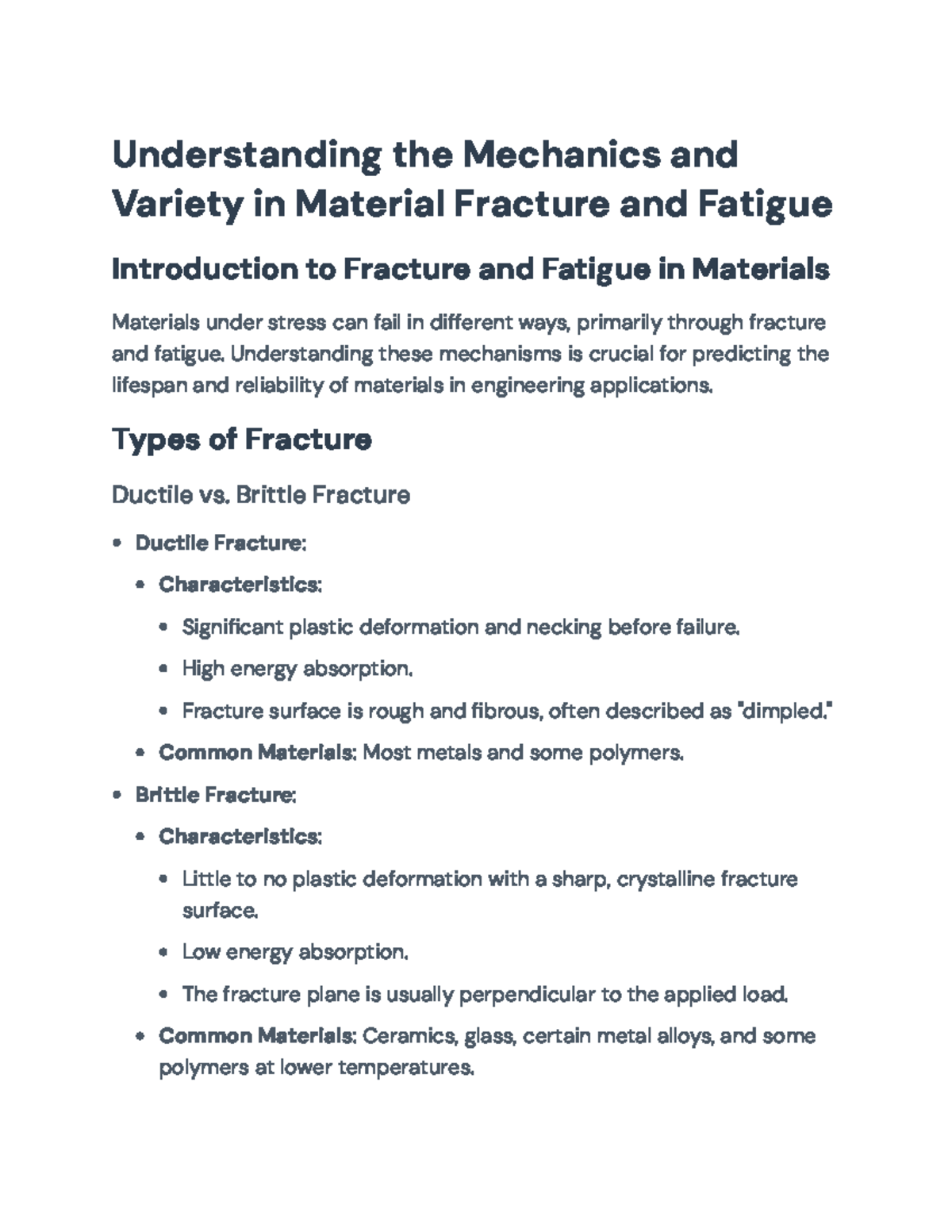 Understanding Fracture and Fatigue Mechanics in Materials Engineering ...