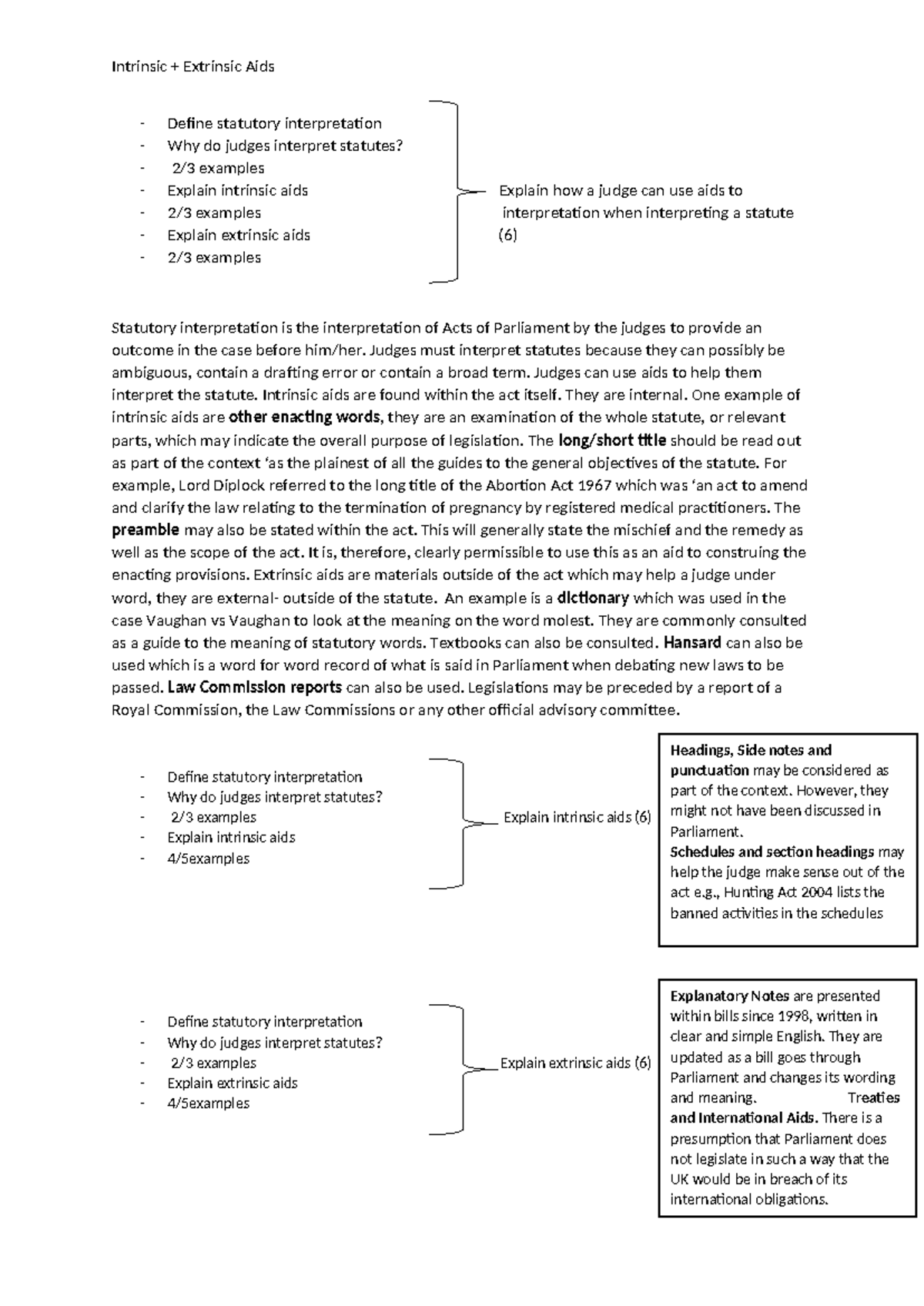 Statutory Interpretation: Intrinsic & Extrinsic Aids Explained - Studocu
