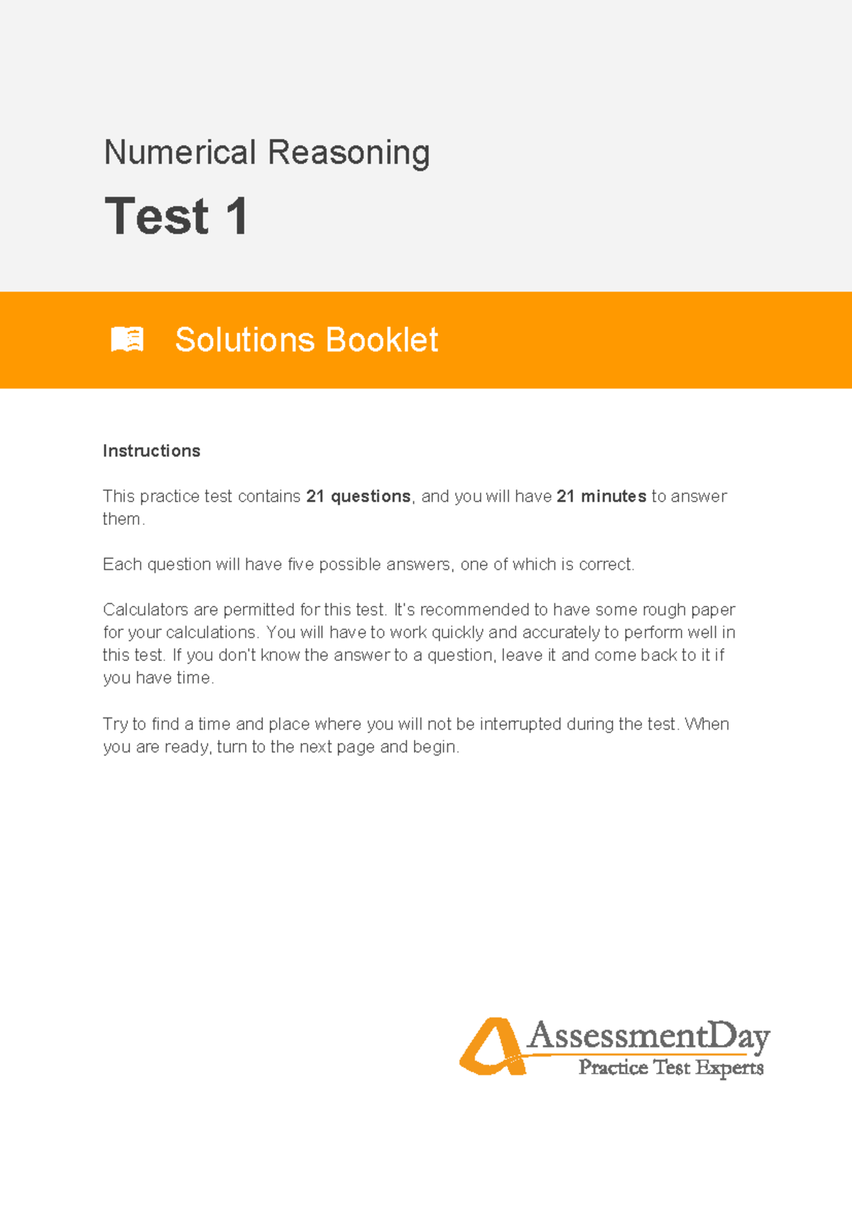 Numerical Reasoning Test1 Solutions - Numerical Reasoning Test 1 ...