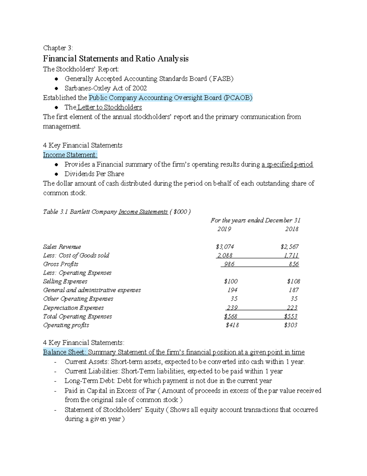Chapter 3: Financial Statements & Ratio Analysis (FASB 2002) - Studocu