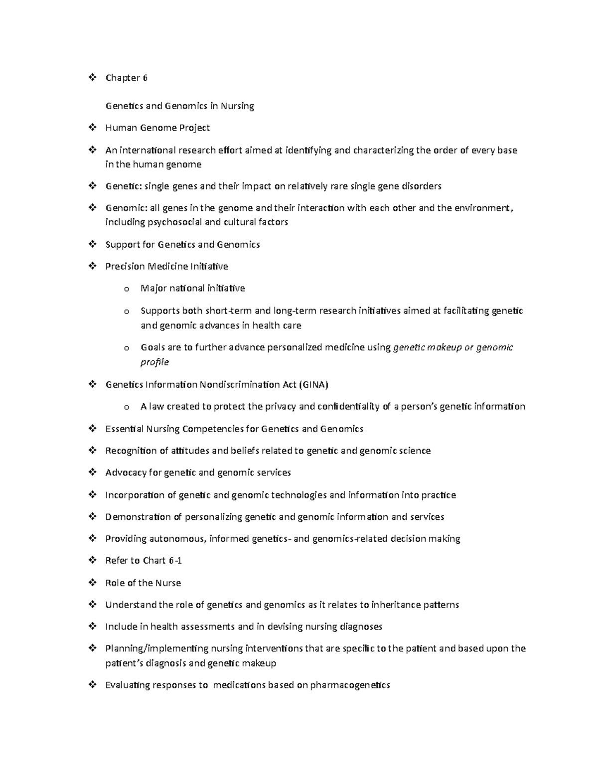 Chapter 6: Genetics and Genomics in Nursing - Key Notes - Studocu