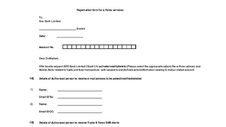 Revised Registration Form for Forex Services - AXIS Bank - Studocu