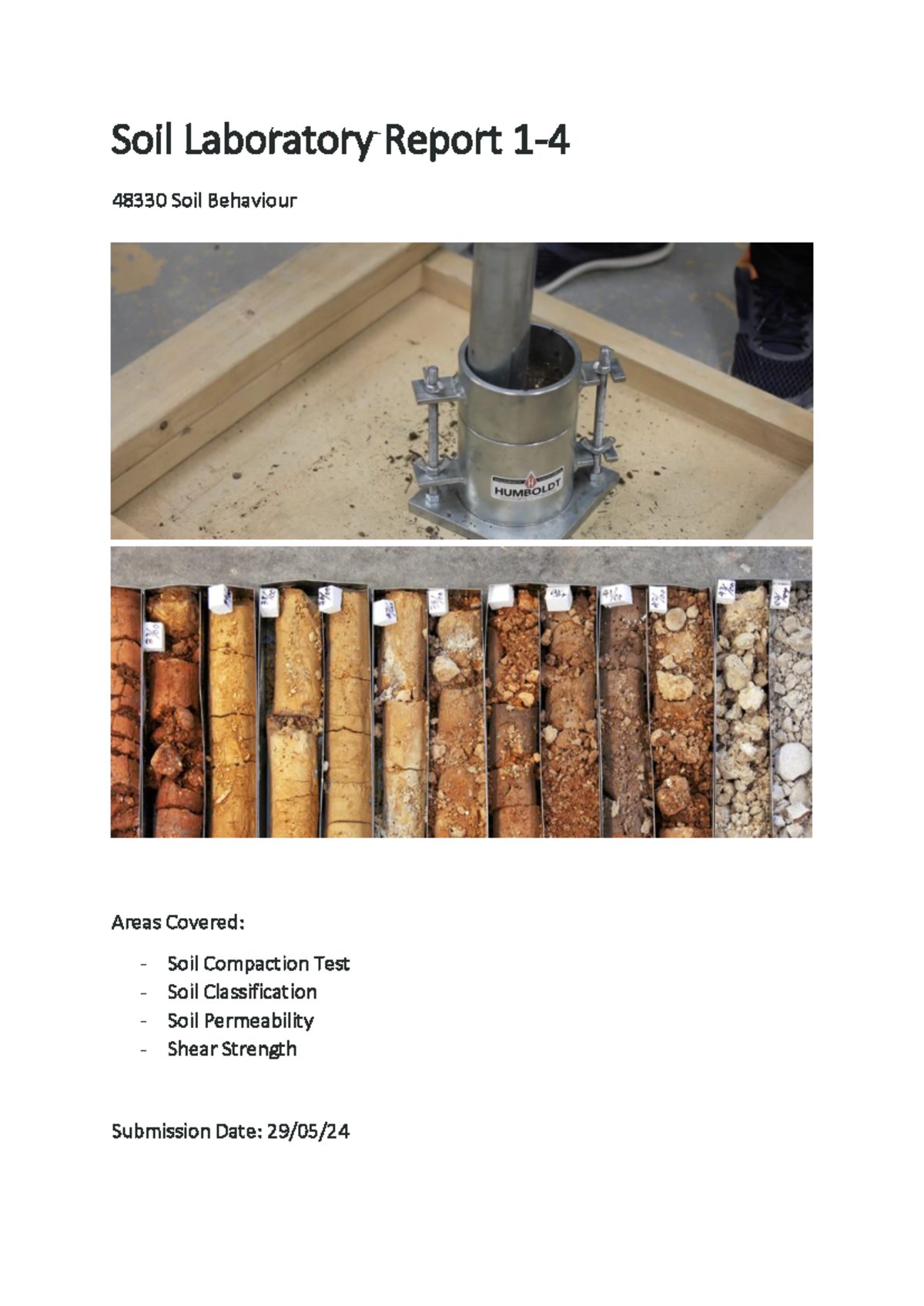 Soil Laboratory Report 1-4: Investigating Key Properties in 48330 - Studocu