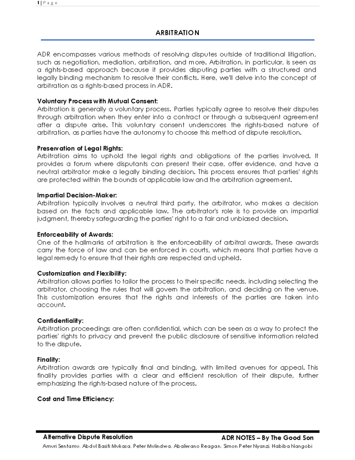 ADR 101: Comprehensive Notes on Arbitration and Dispute Resolution ...