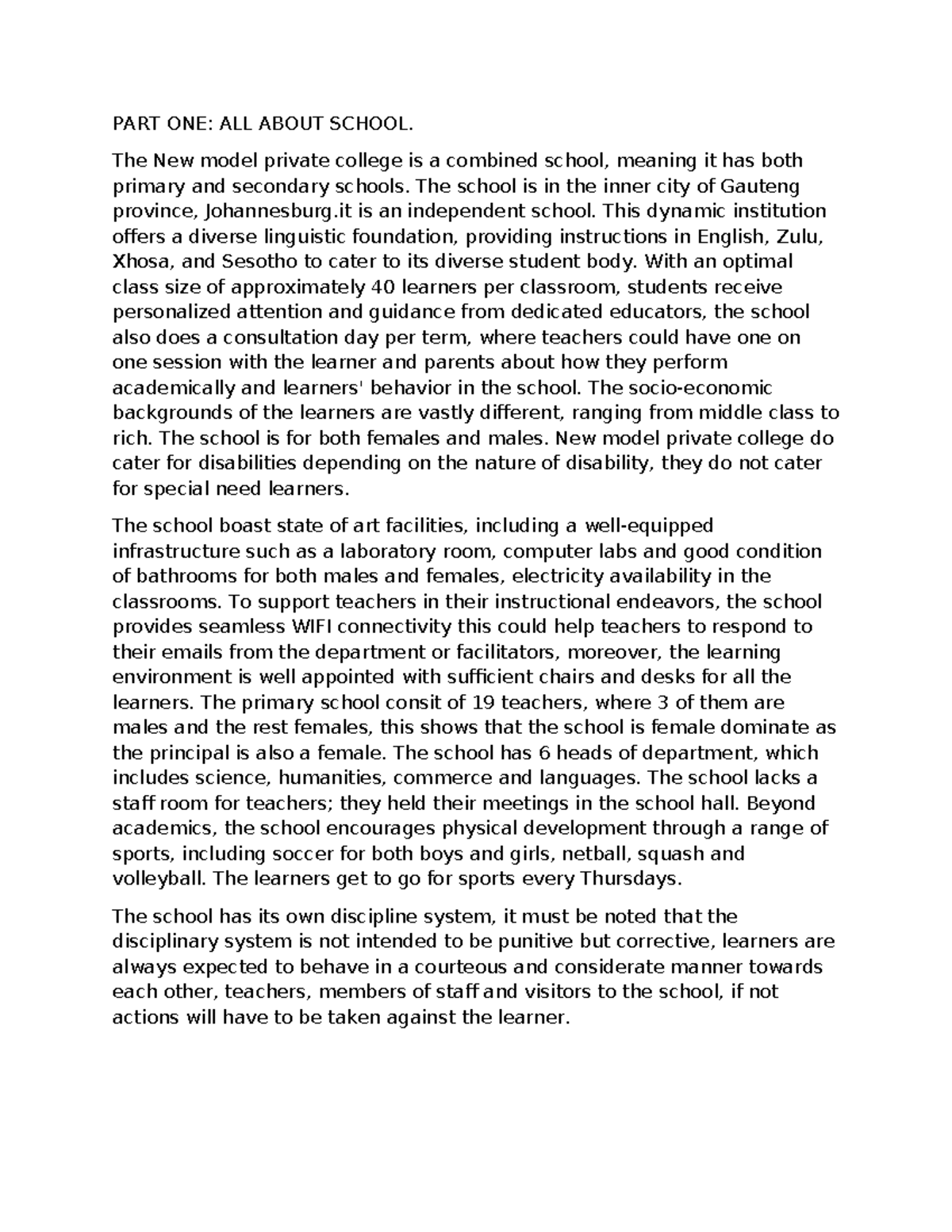 Case Summary - Overview of New Model Private College Education - Studocu