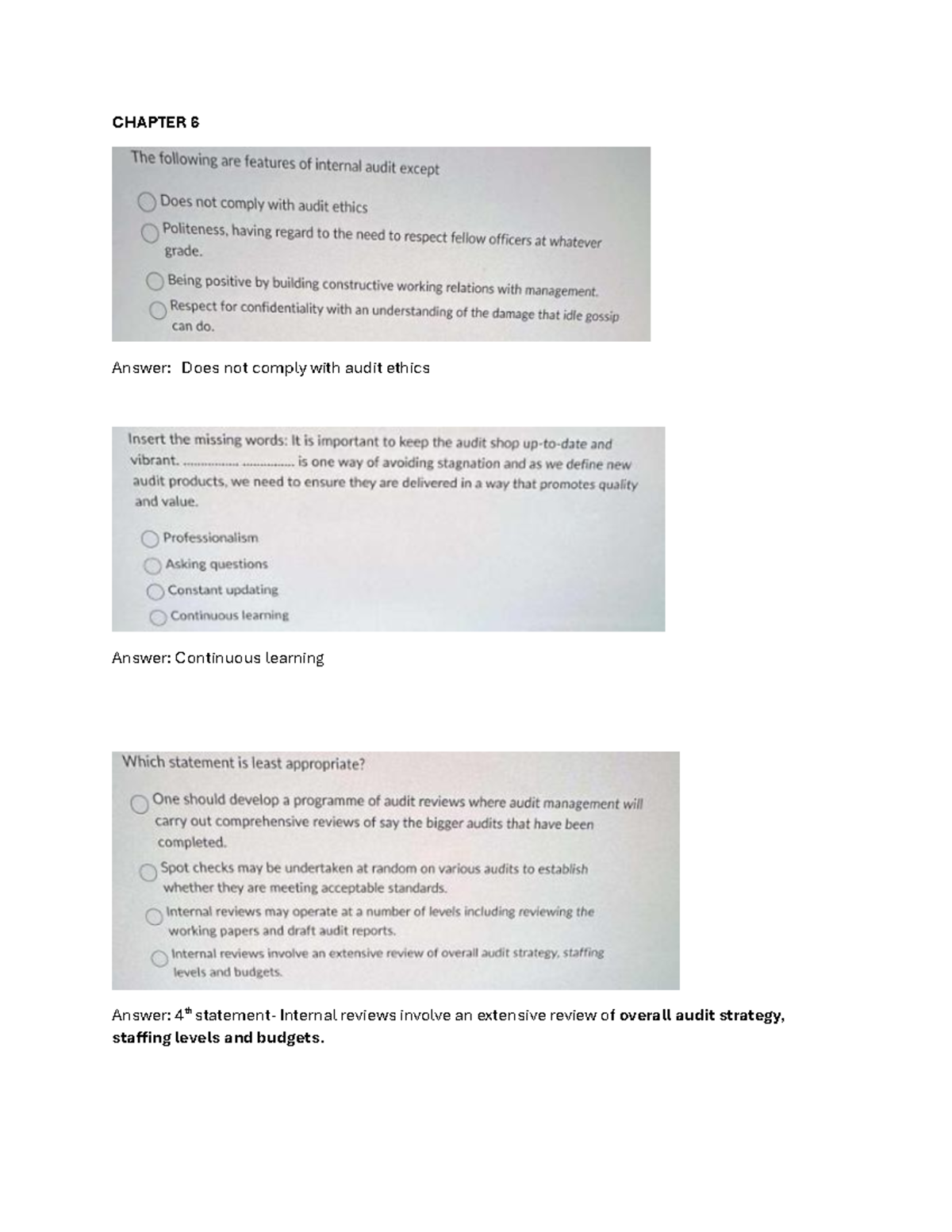 Audit Chapter 6 & 7 Summary: Ethics, Compliance, and Learning - Studocu