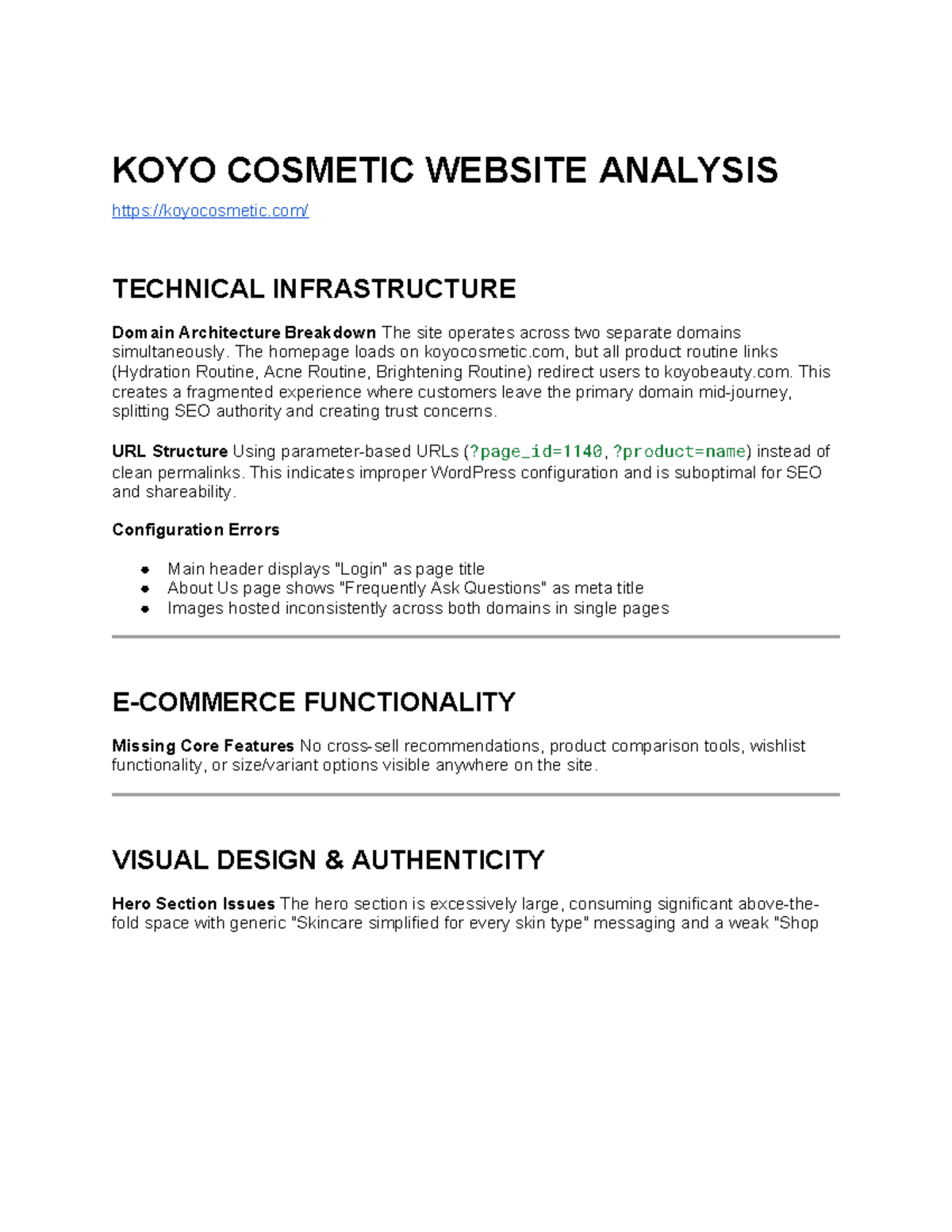 KOYO COSMETIC WEBSITE ANALYSIS: TECH INFRASTRUCTURE & UX REVIEW - Studocu