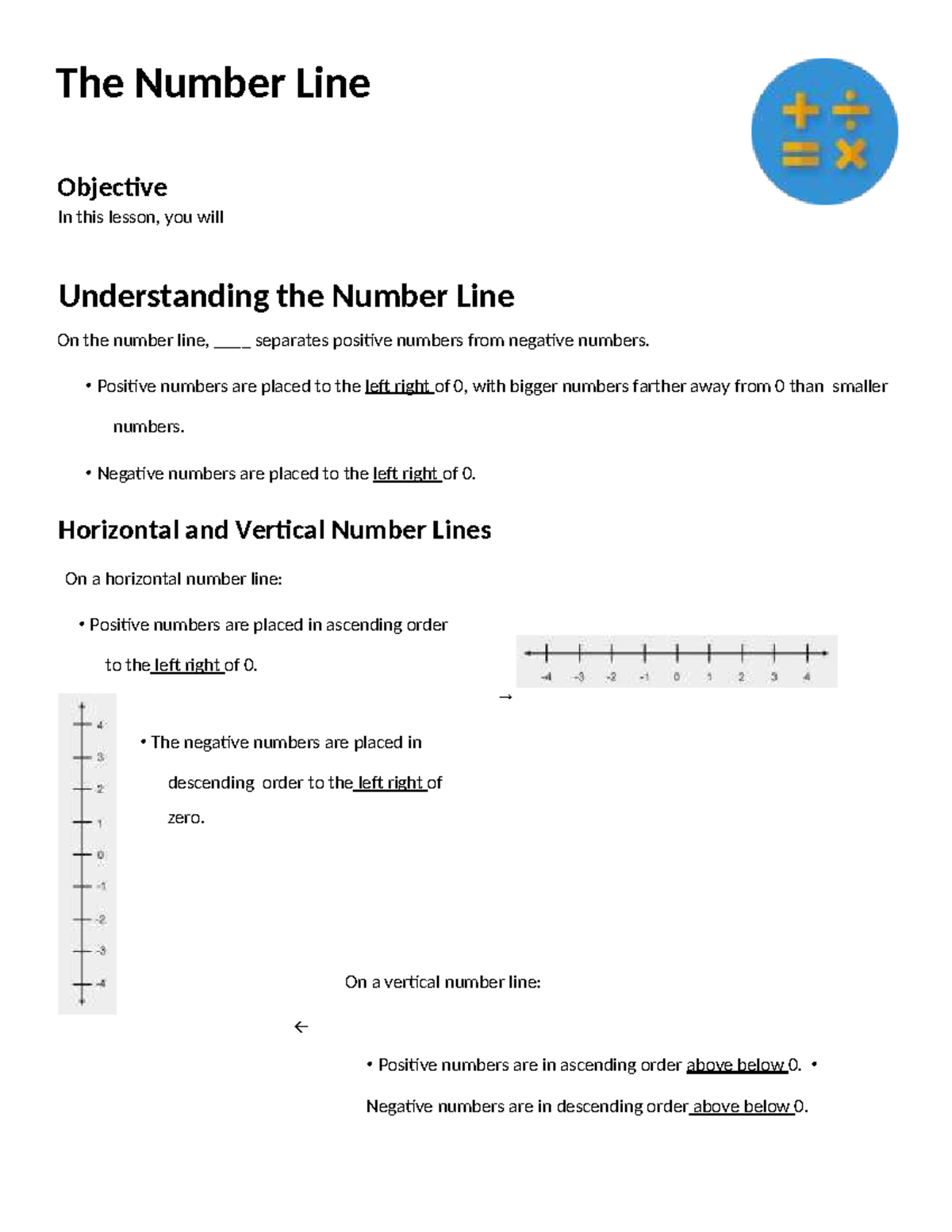 1.1.0 Guided Notes: Understanding the Number Line - Studocu