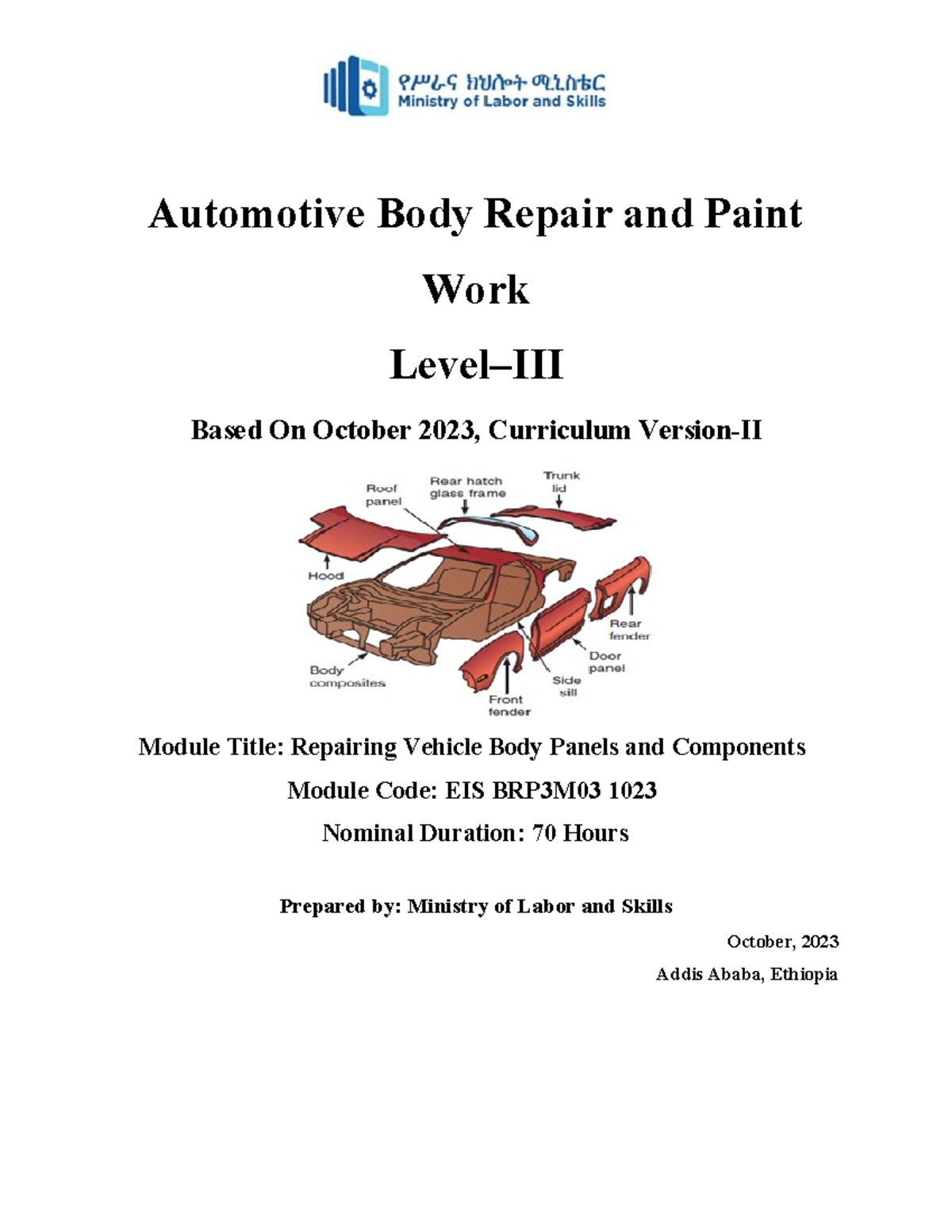 Repairing Vehicle Body Panels and Components - EIS BRP3M03 1023 - Studocu