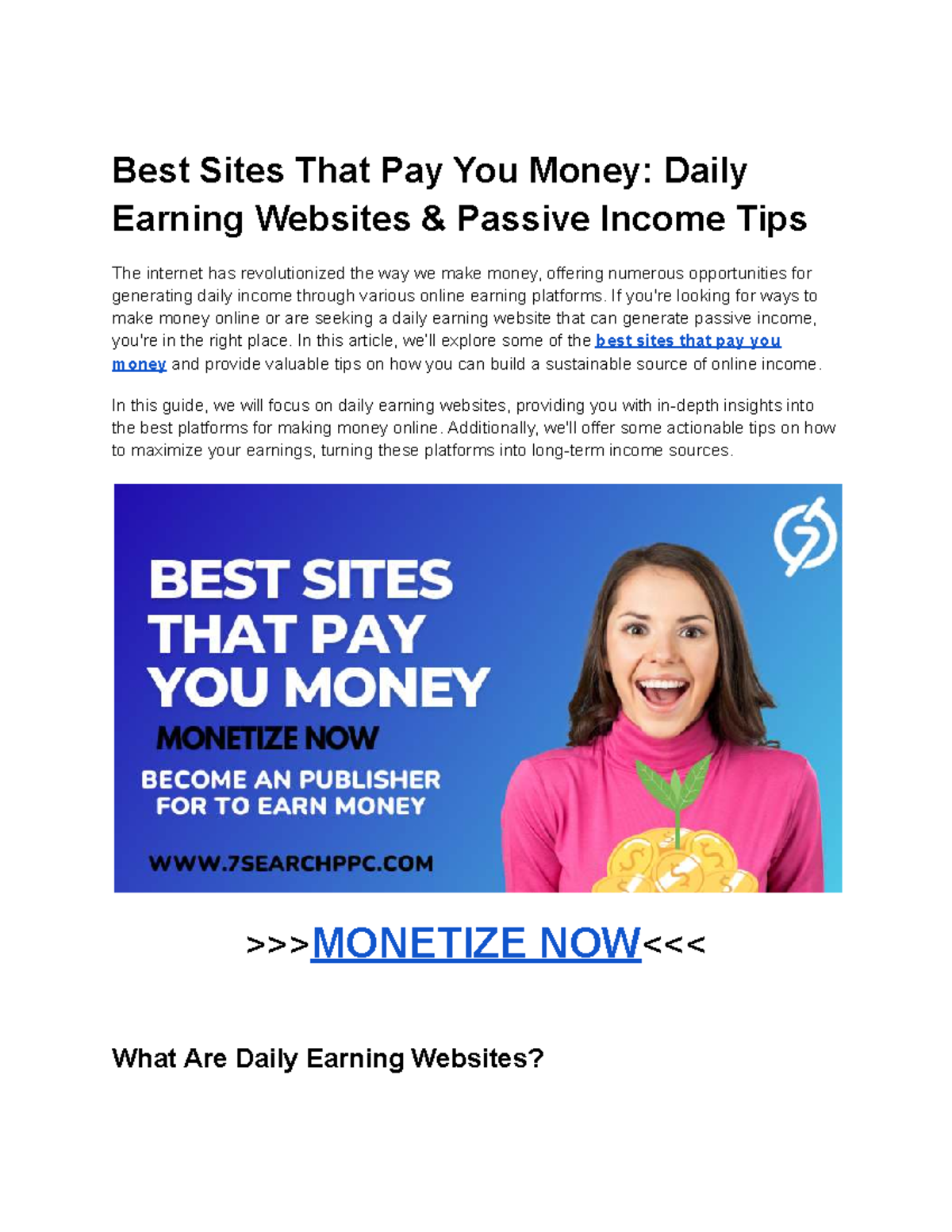 Best Sites That Pay You Money Daily Earning Websites & Passive Income ...