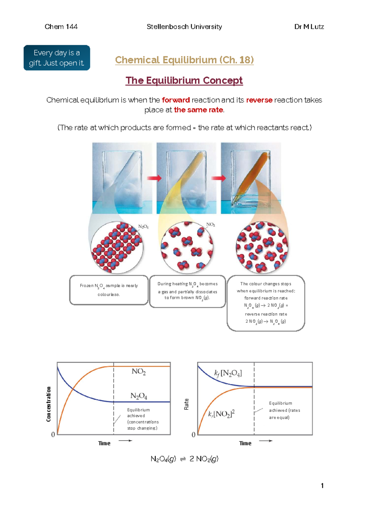 Chemical Equilibrium Concepts and Examples - Chem 144 - Studocu