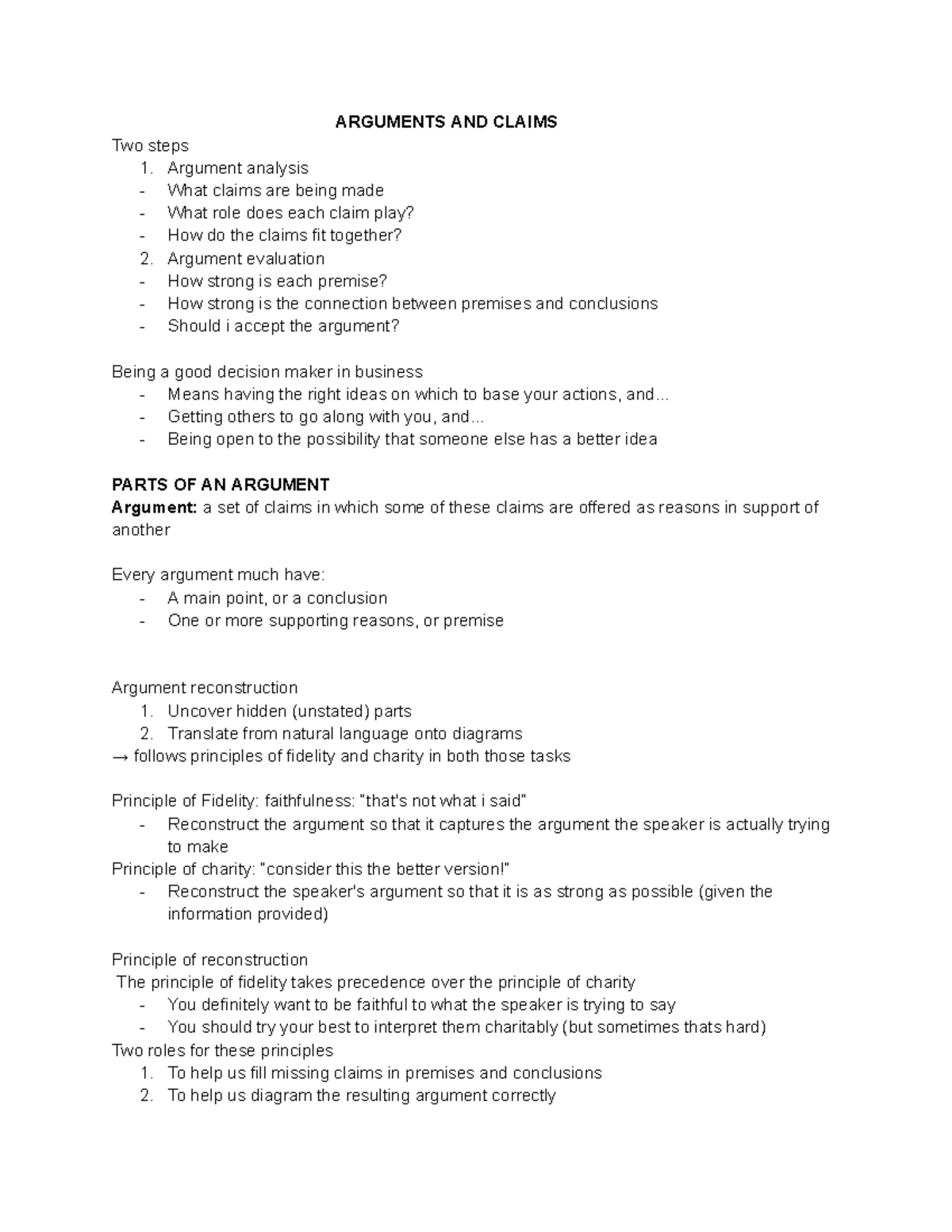 Argument AND Claims - ARGUMENTS AND CLAIMS Two steps 1. Argument ...
