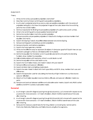 Assignment 1 - Computer Graphics Assignment 1 (chapter 1,2) 1. Explain Different kinds of - Studocu