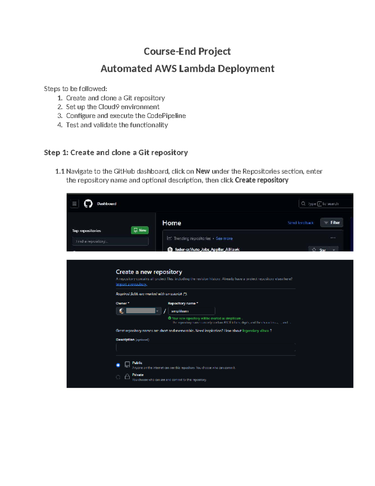 Automated AWS Lambda Deployment Steps Guide - Studocu