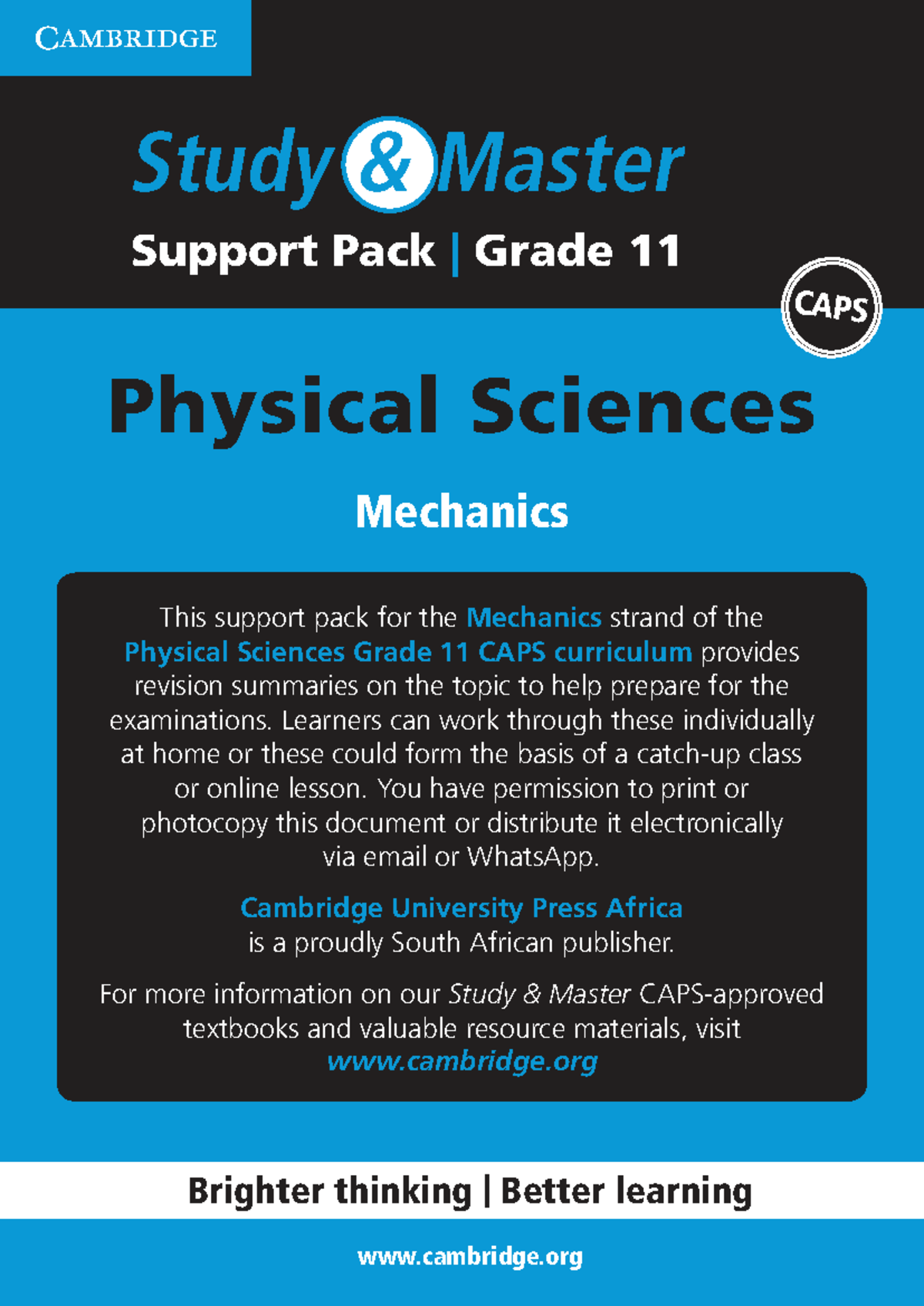 GR11 CAPS Physical Sciences Mechanics Support Pack for Exams - Studocu