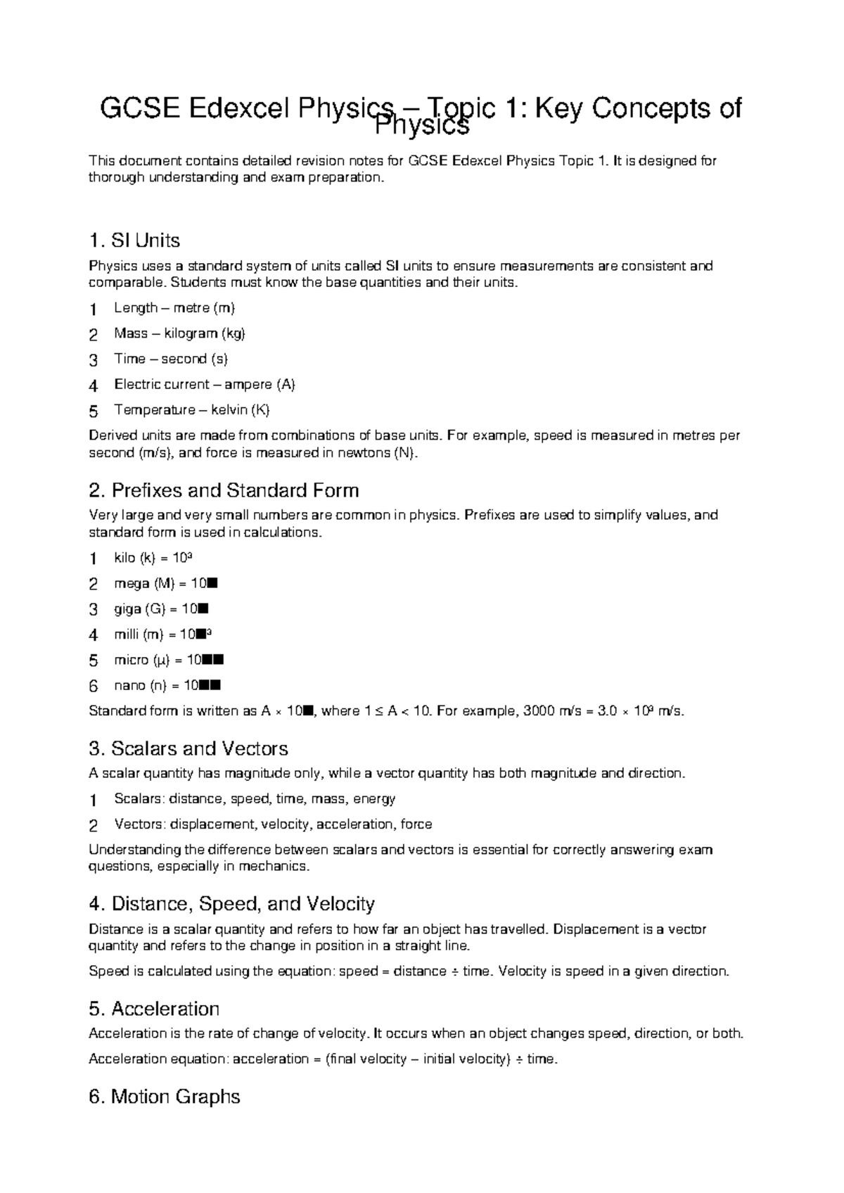 GCSE Edexcel Physics Topic 1: Essential Revision Notes - Studocu