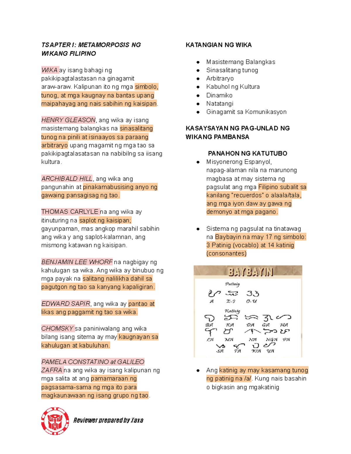 Fildis-Midterm reviewer: Metamorphosis ng wikang Filipino - Studocu