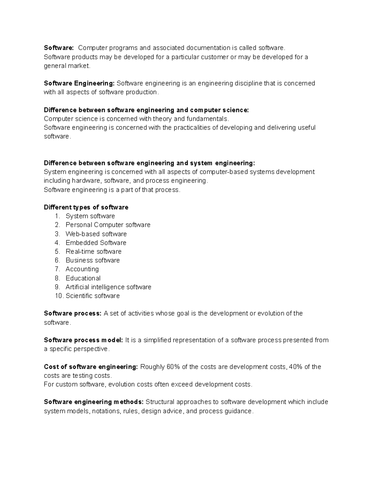 SE106 Software Engineering: Comprehensive Study Notes - Studocu