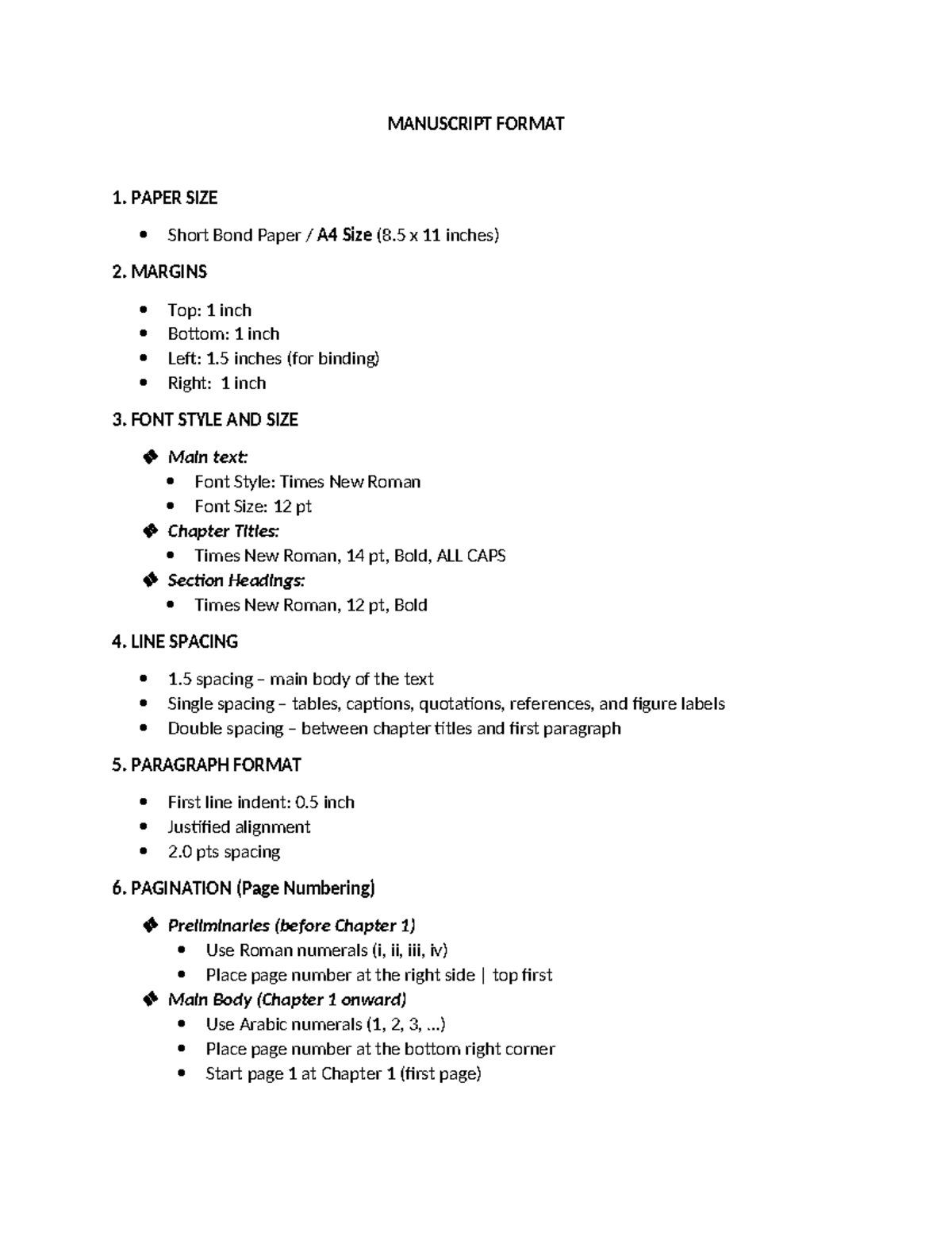 Manuscript Format Guidelines for Capstone Projects (BSIT) - Studocu
