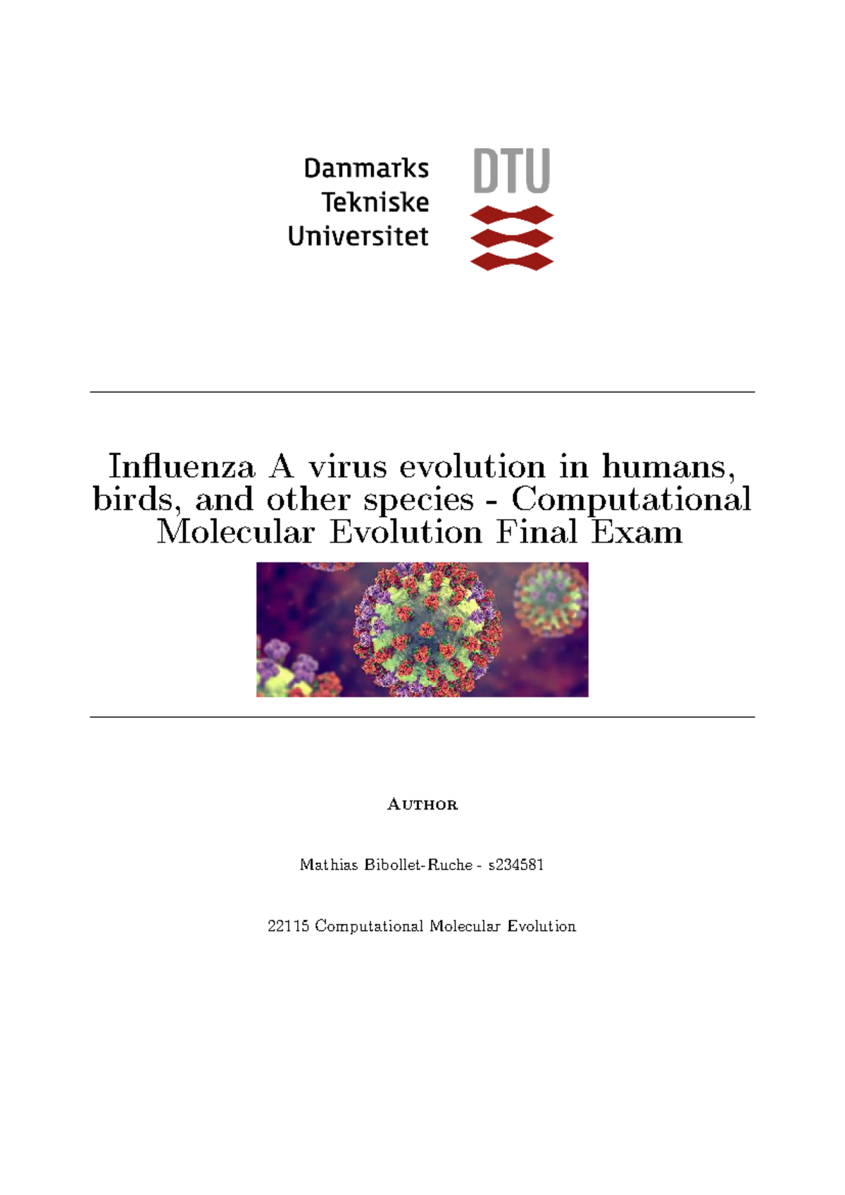 Influenza A Virus Evolution: Computational Molecular Evolution Final Exam - Studocu