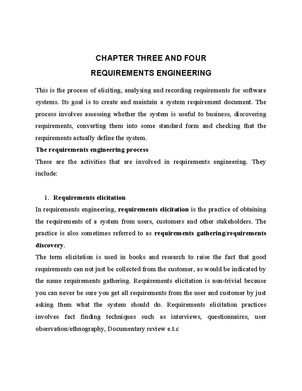 CHAPTER 3 & 4: REQUIREMENTS ENGINEERING AND SYSTEM ANALYSIS - Studocu