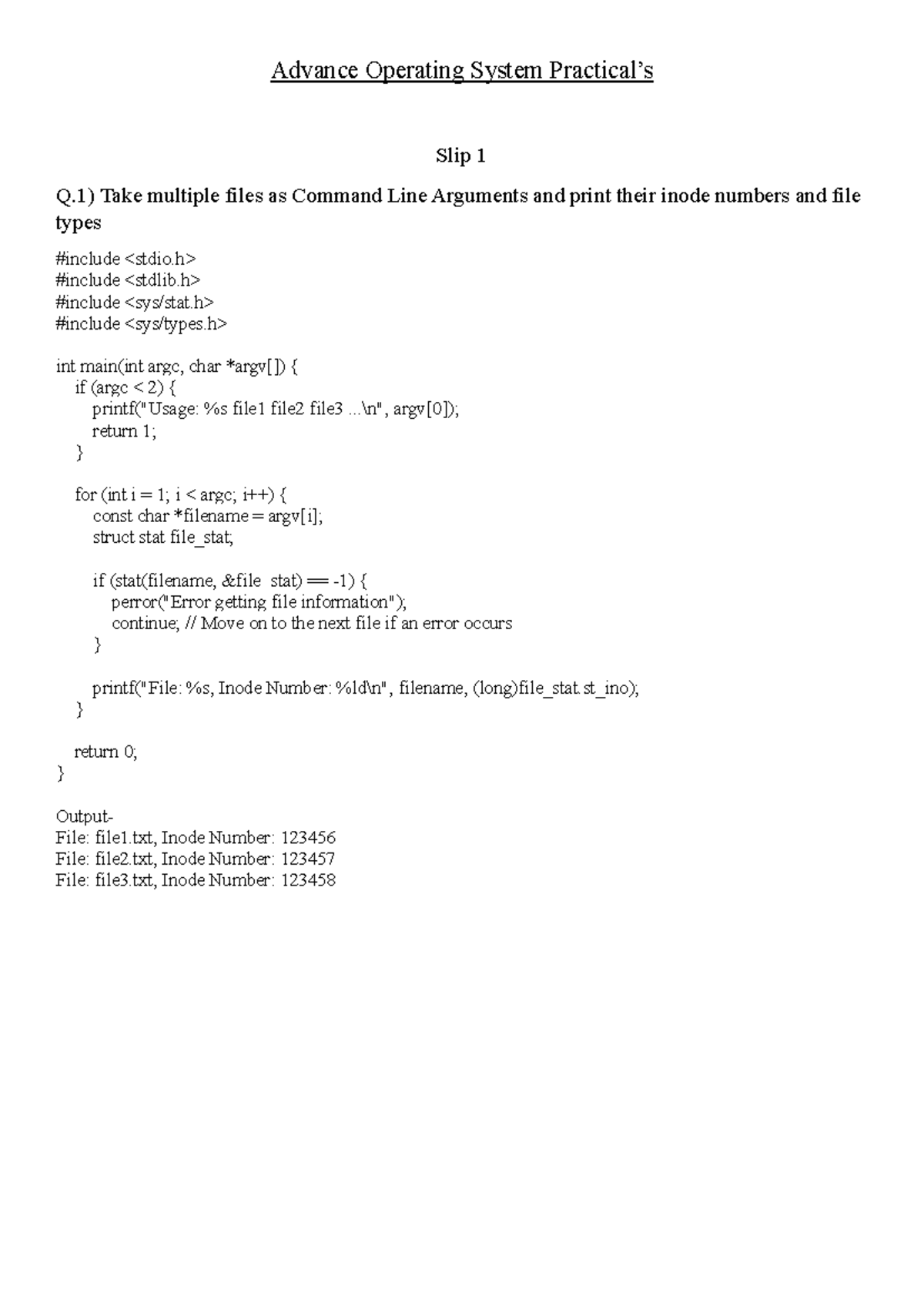 Advanced Operating System Practical - FYMSC Sem 1 Programming Solutions ...