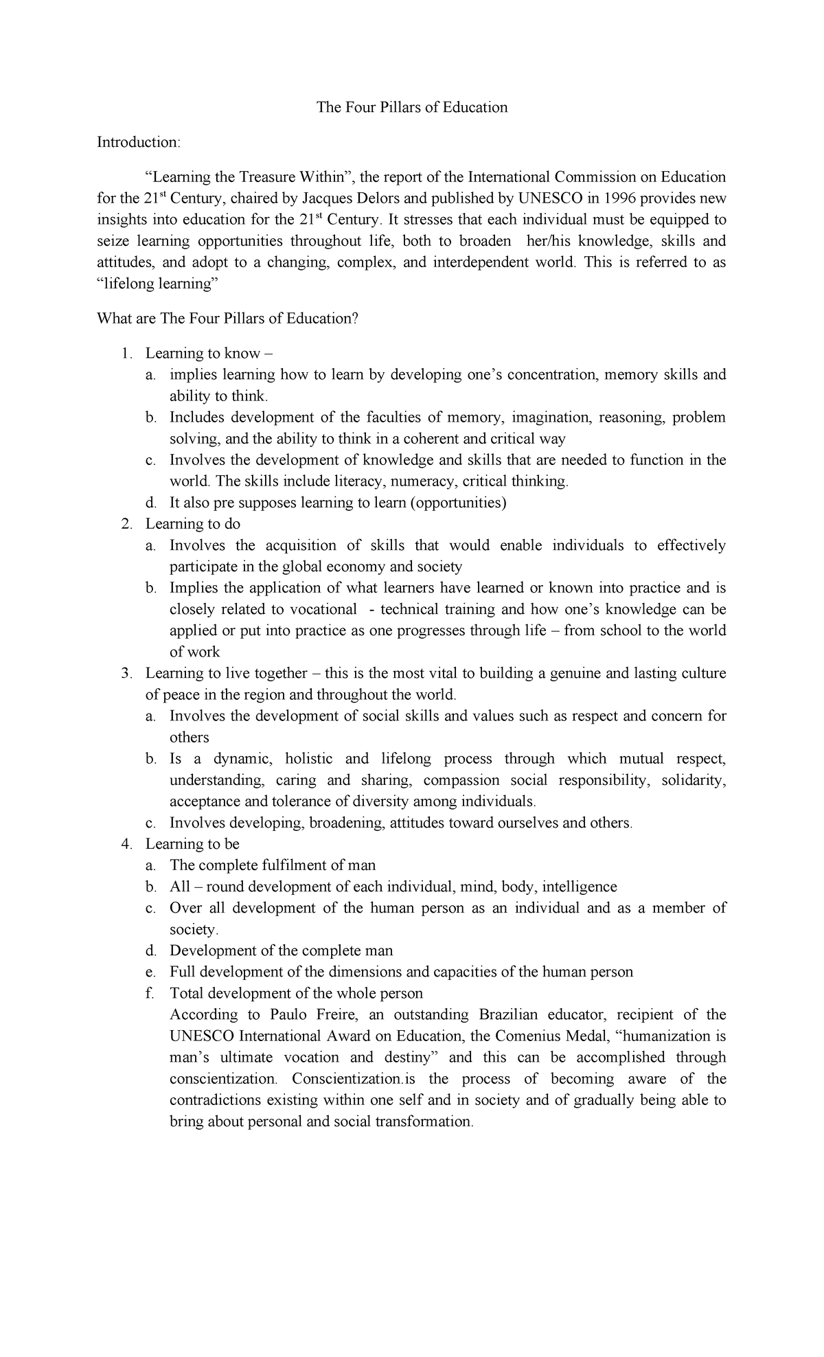 The Four Pillars of Education: UNESCO Insights for Lifelong Learning ...