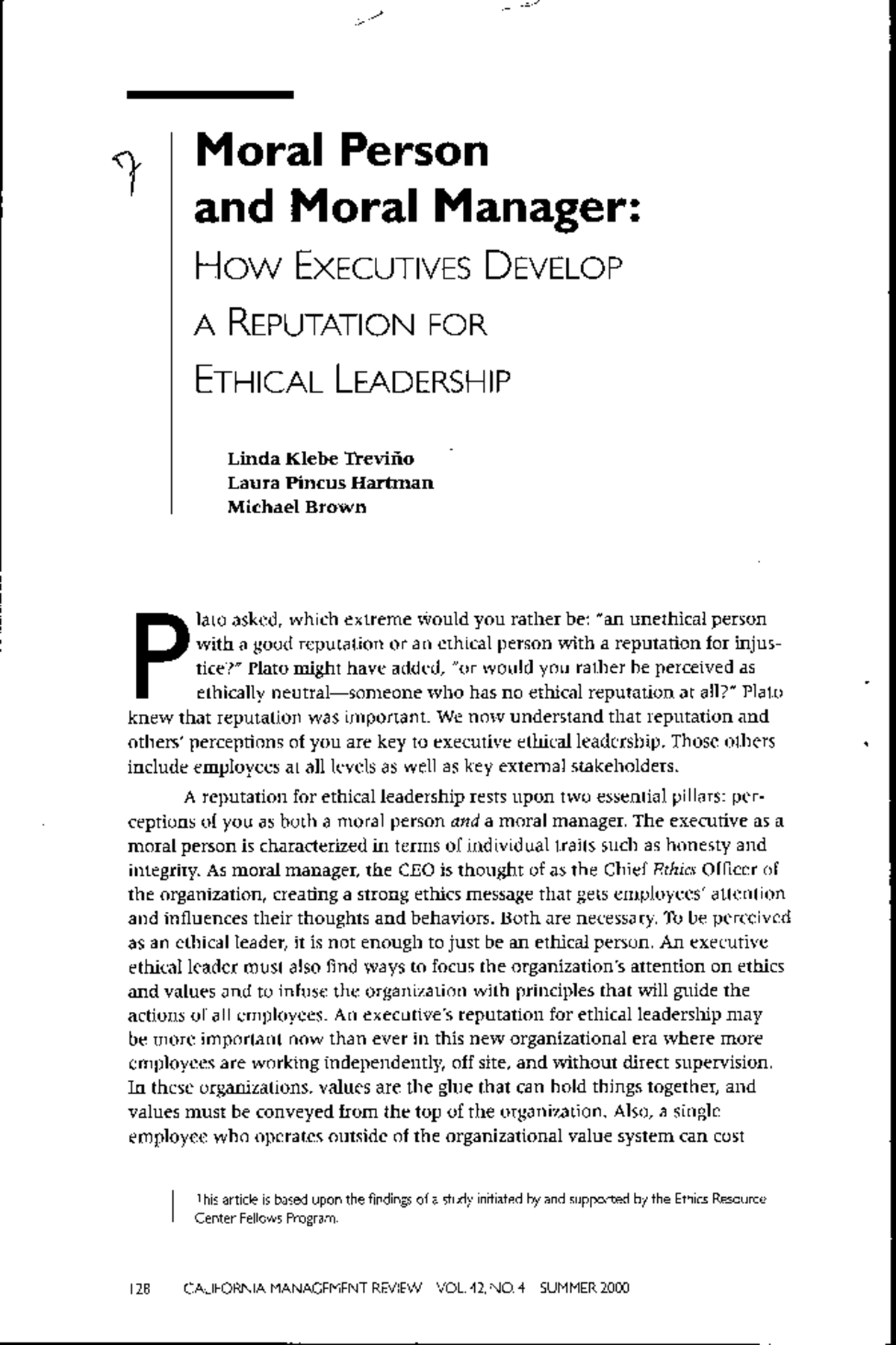 Moral Person and Moral Manager - Moral Person and Moral Manager: How ...