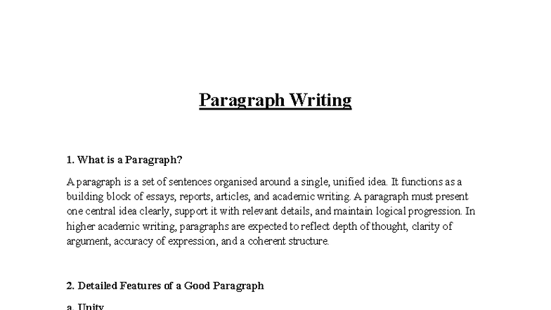 UNIT 4: Mastering Paragraph Writing Techniques - Studocu