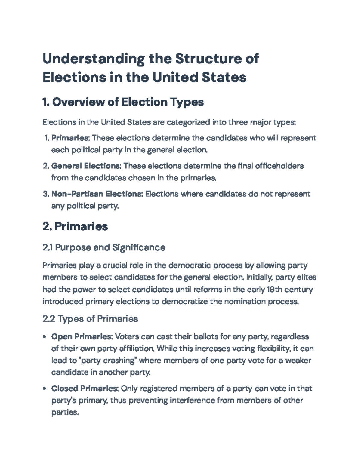 Understanding U.S. Elections: Types, Turnout, and Processes ...