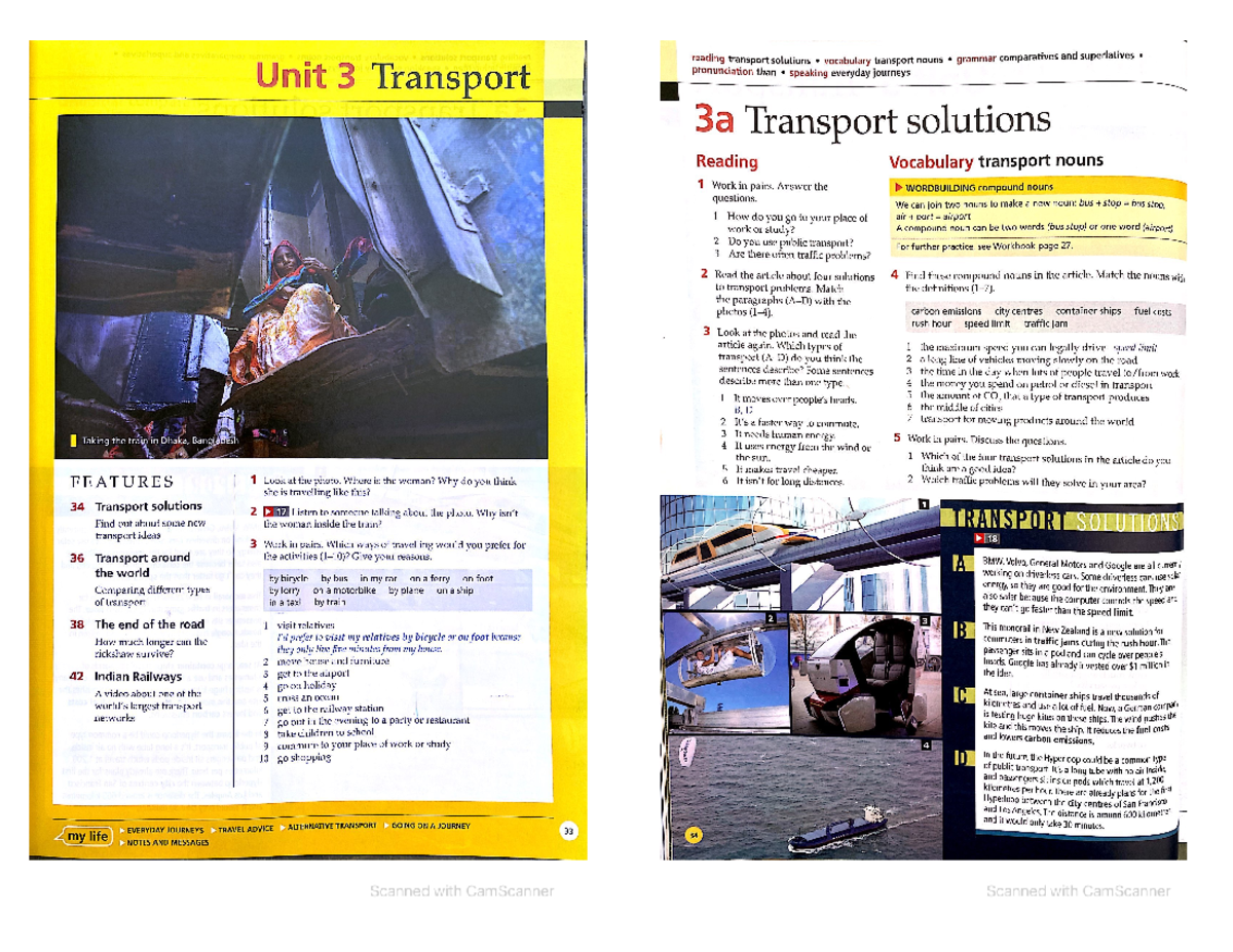 Unit 3-Transport Solutions: Vocabulary, Grammar & Pronunciation in Học ...