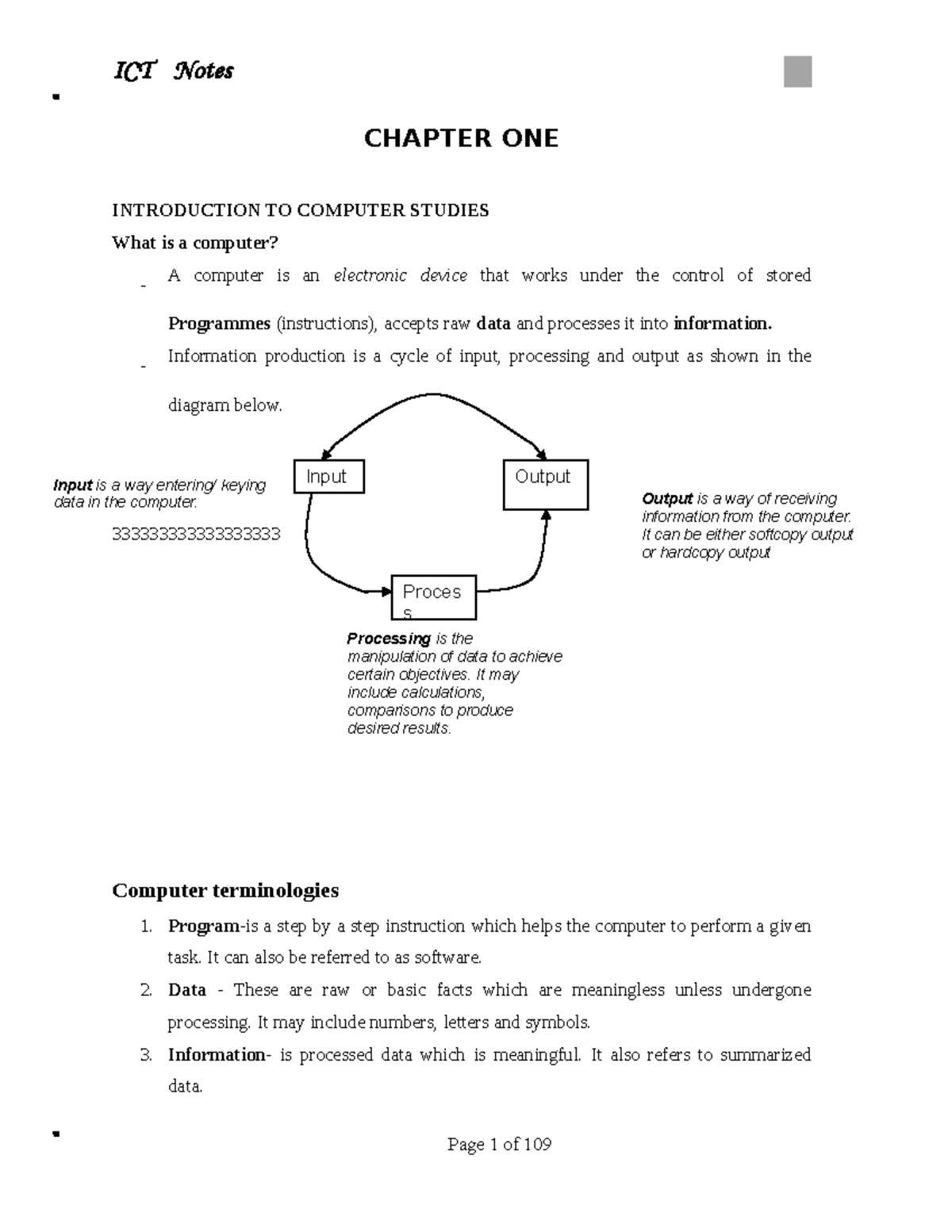 ICT 101: Introduction to Computer Studies - Key Concepts and Terminology - Studocu