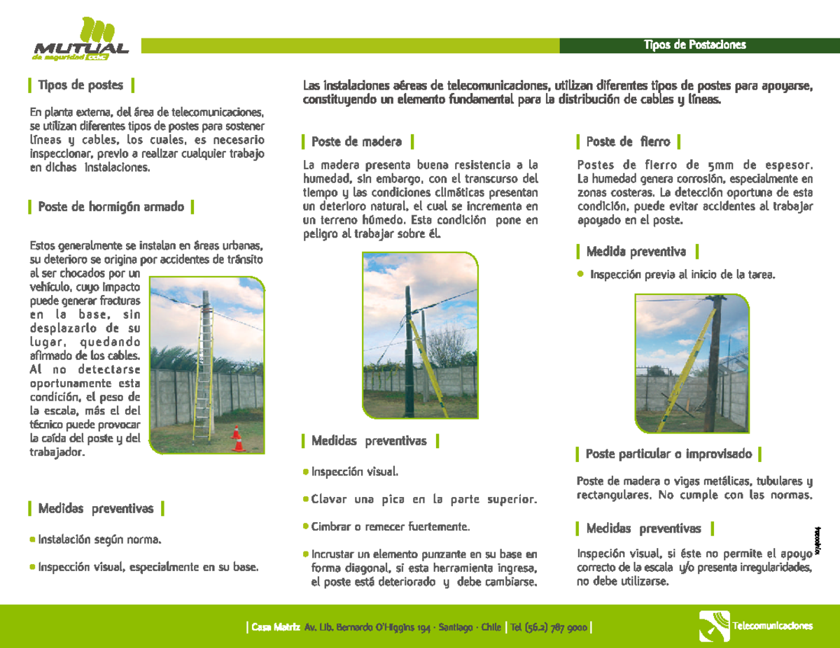 Tipos de Postaciones de Seguridad en Telecomunicaciones - MUTUAL - Studocu
