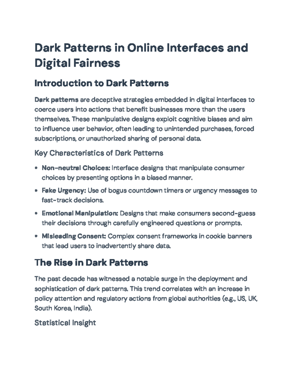 Understanding Dark Patterns in Digital Interfaces: Impact and ...