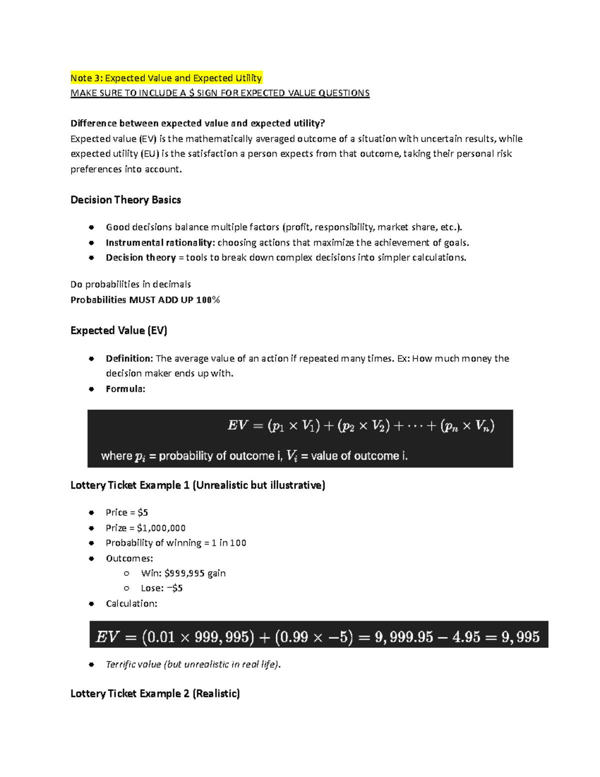 BUS221: Expected Value vs. Expected Utility - Key Concepts and Examples ...