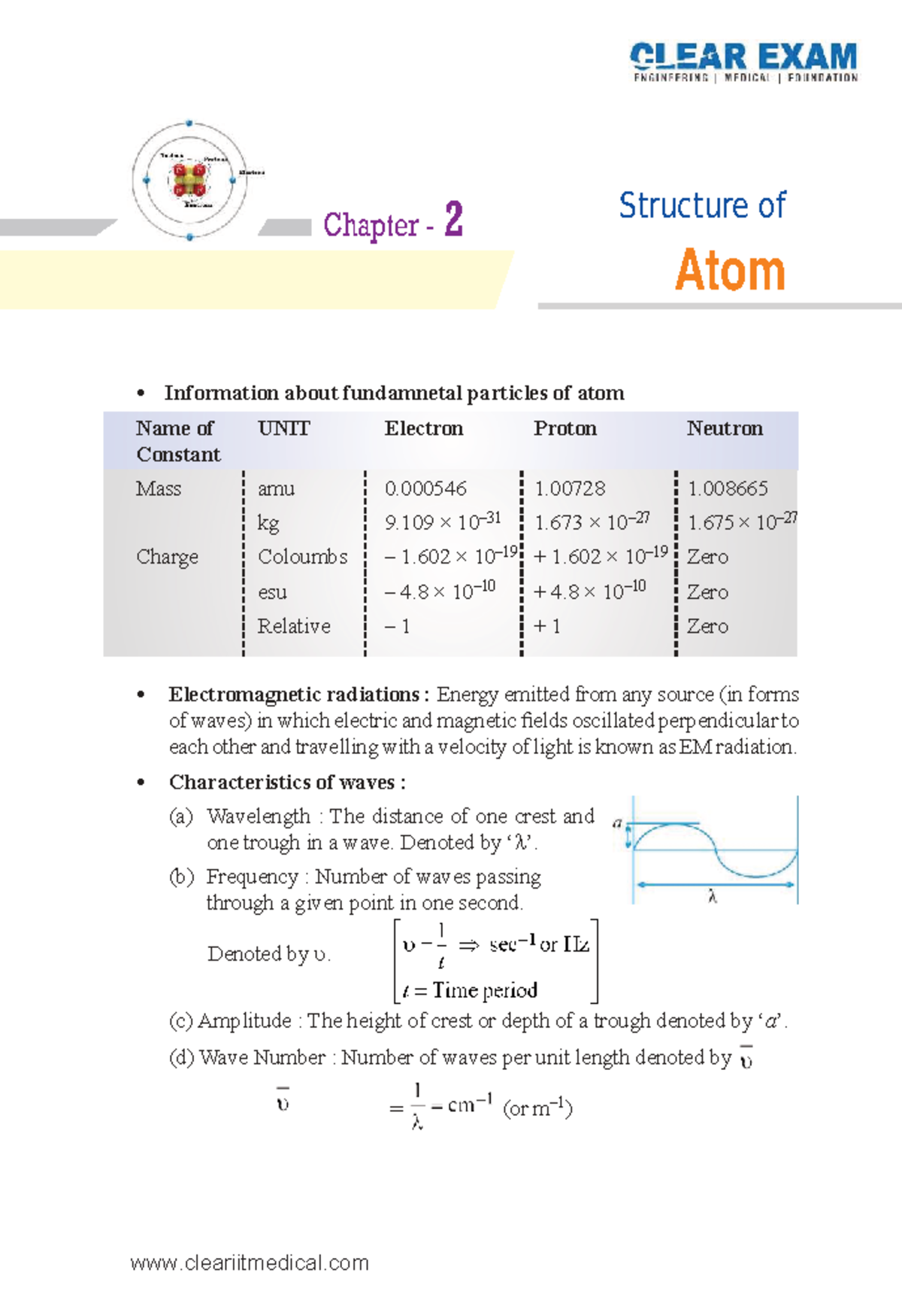 Chapter 2: Structure of Atom - Key Concepts and Constants - Studocu